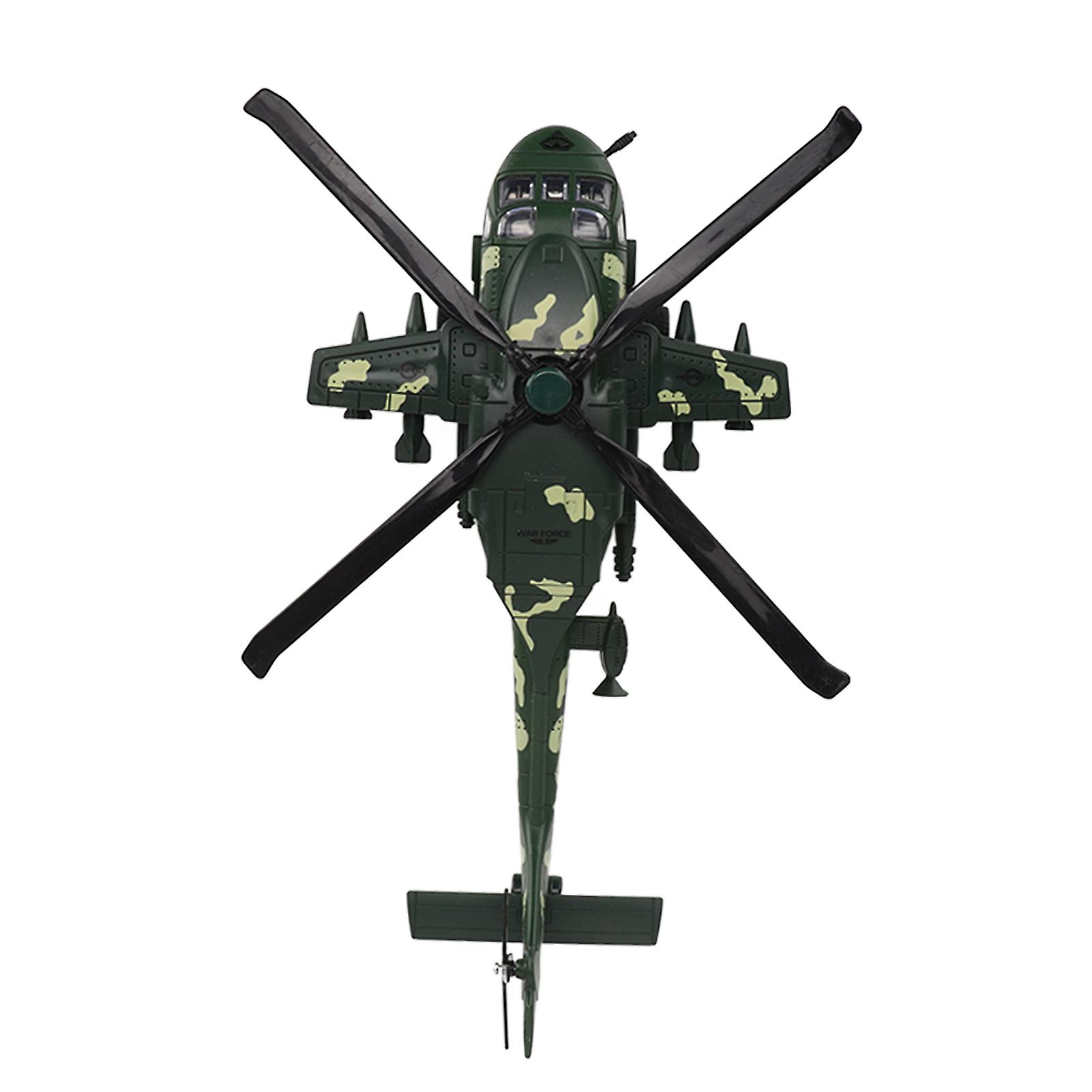Diecast Metal Helicopter Model Sound Light Pullback Alloy Fighter ...