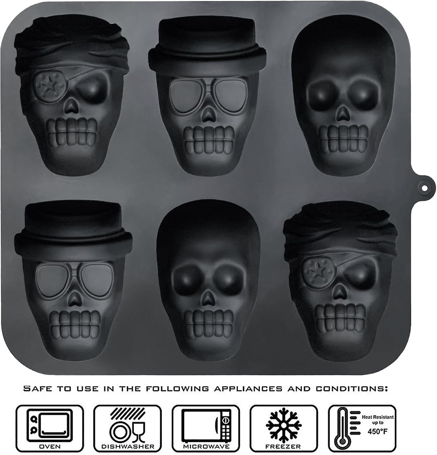 Skull Cake Pan Silicone Skull Cakelet Mold Skull Pirate Cake Tin Baking ...
