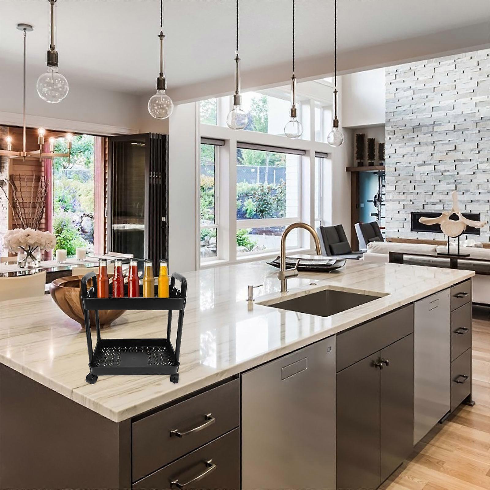 Rolling Cart Storage Trolley On Wheels 2-Tier Cart On Wheels for ...