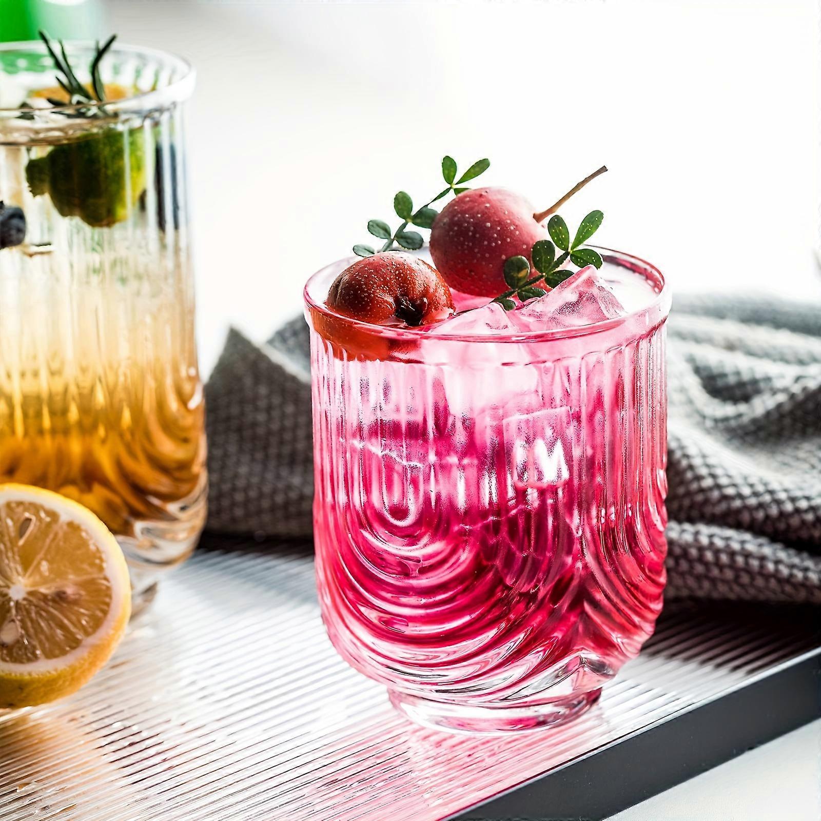 4pcs, Drinking Glasses, U Shaped Pattern Glass Cups, Vintage Drinking ...