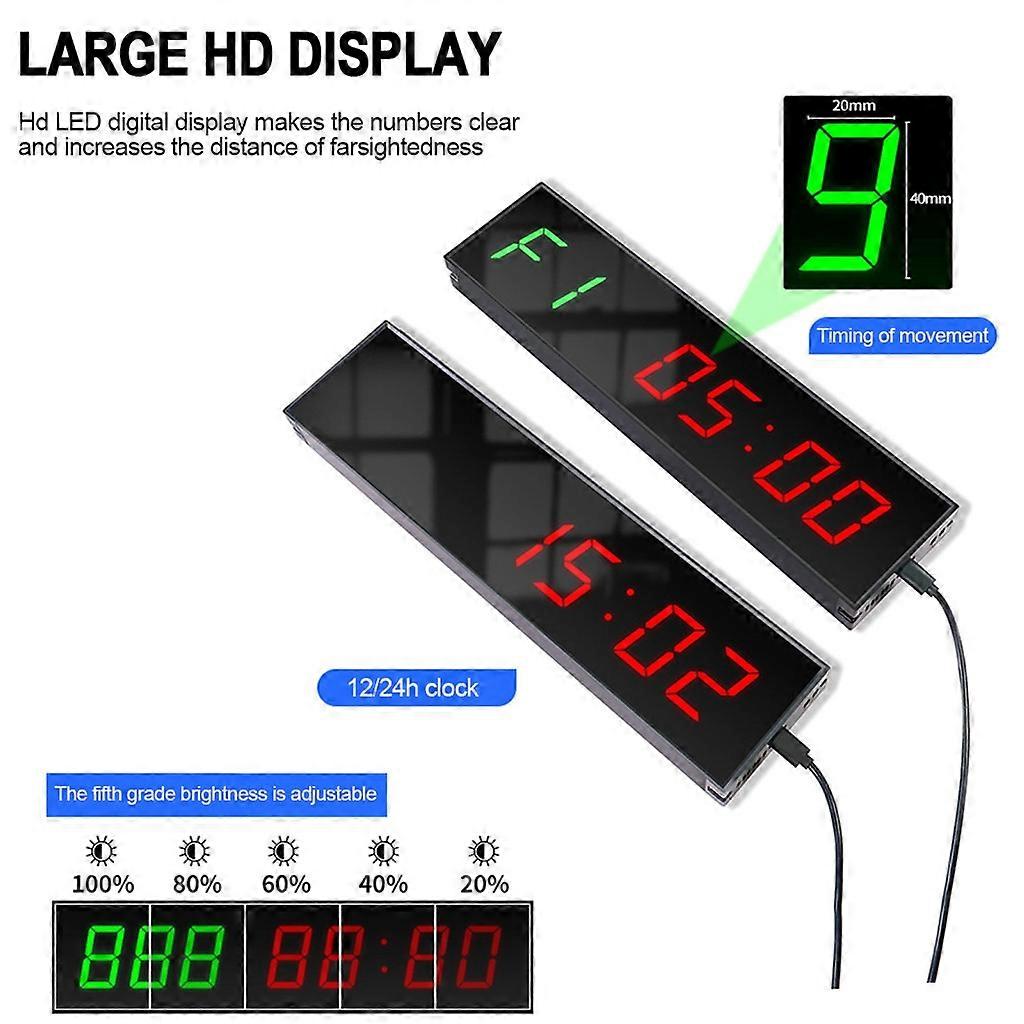 Large Screen Gym Timer 1.5Inch Digits Count Down/Up Timer Box Cycle ...