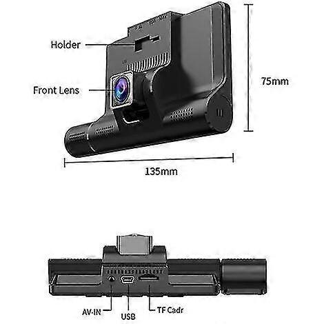 1296P Three Channel Front Rear and Interior Dash Cam with IR Night ...