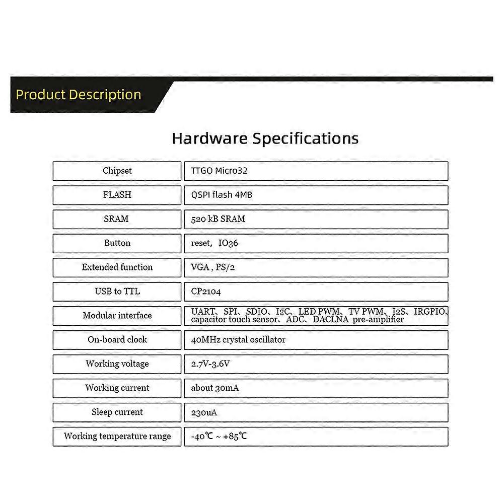 FabGL VGA32 VGA ESP32 PSRAM Module V1.4 Controller PS/2 Mouse Keyboard ...