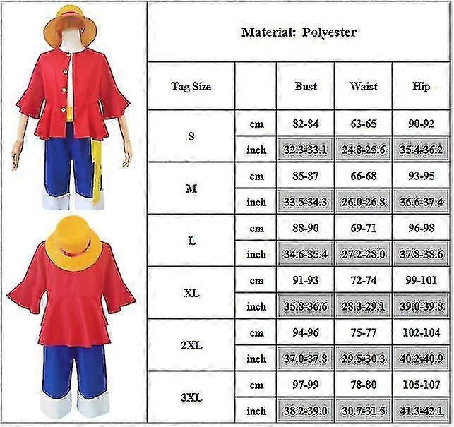 One Piece Monkey D. Luffy Cosplay Costume Pirate Straw Hats Pirate ...