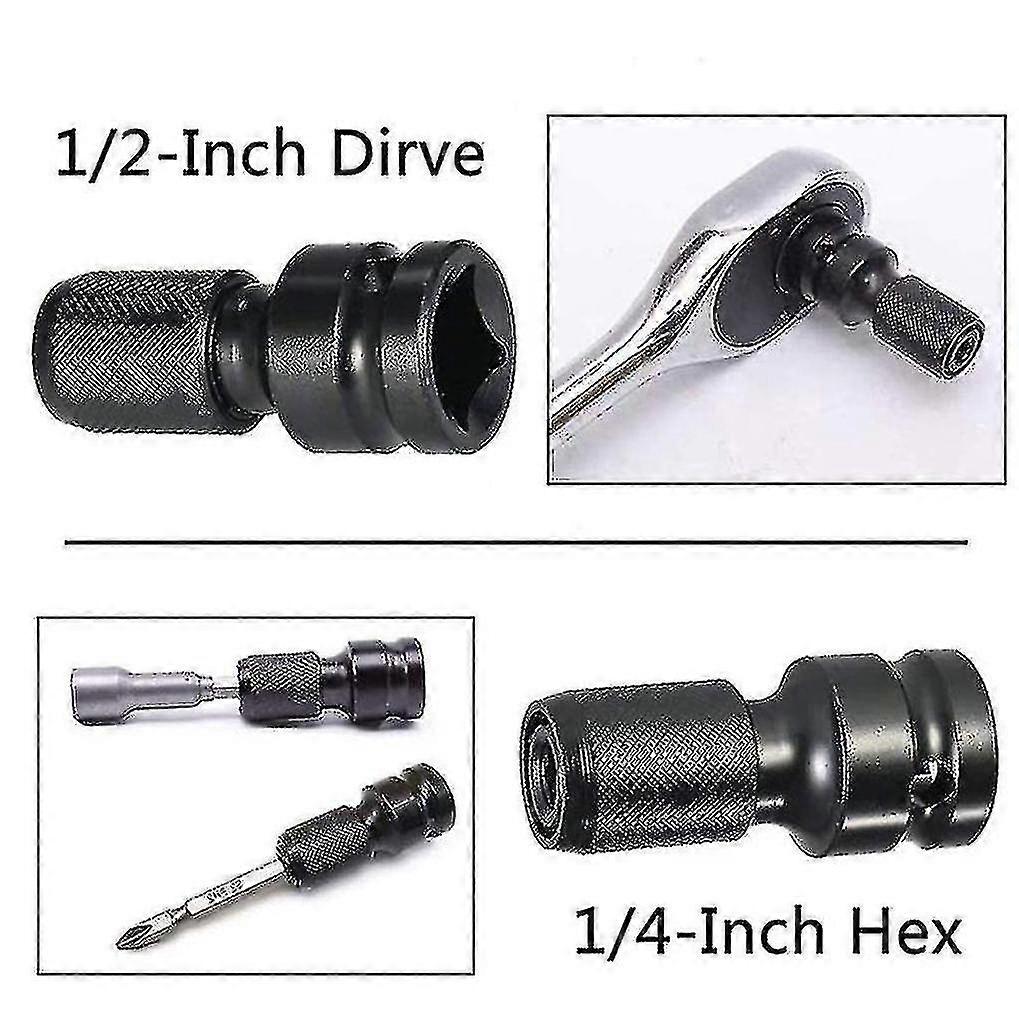 4 Pcs Impact Adaptor 1/2 Square Drive To 1/4 Hex Shank Socket Adapter ...