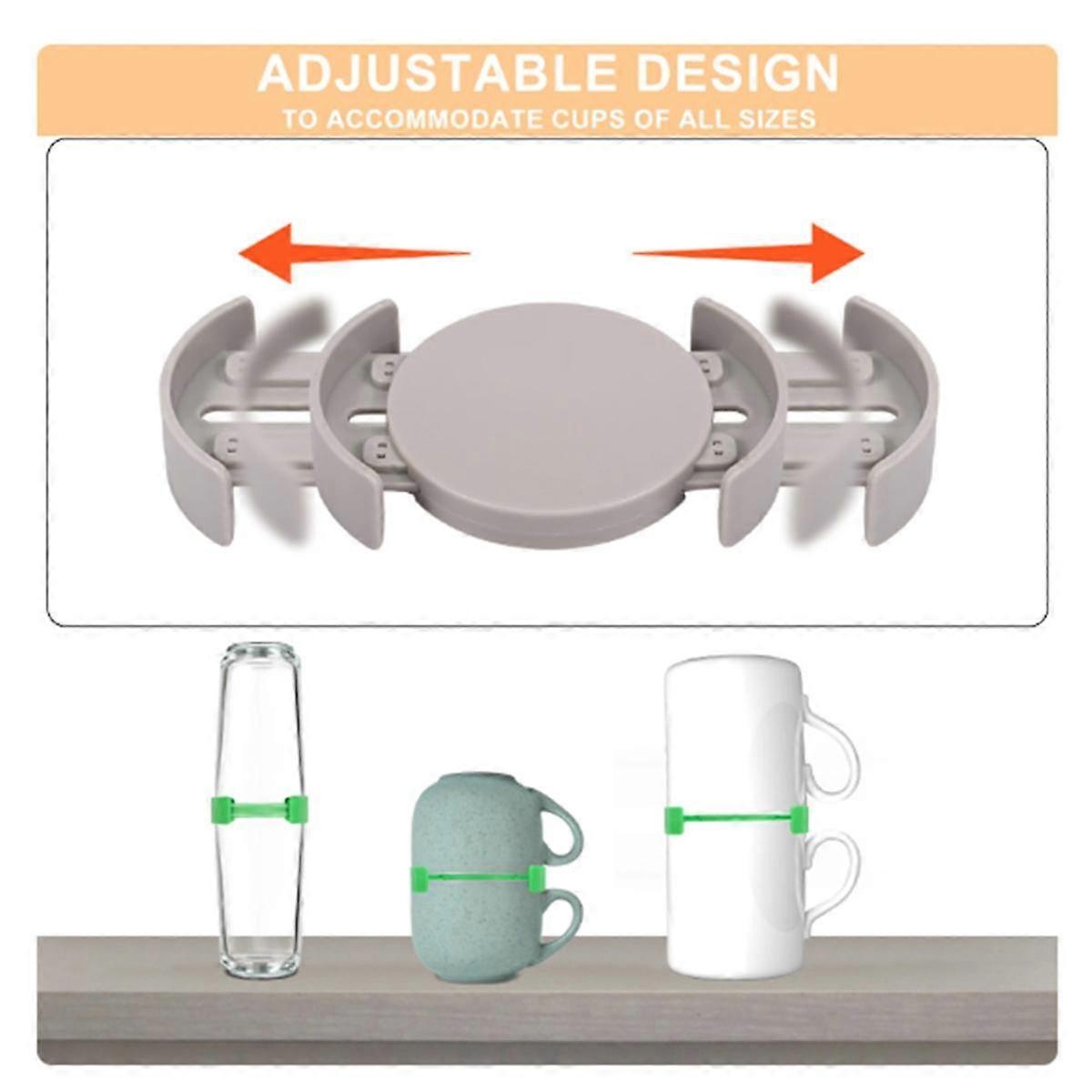 6Pcs Mug Organizer Adjustable Expandable Coffee Cup Stacker Space ...