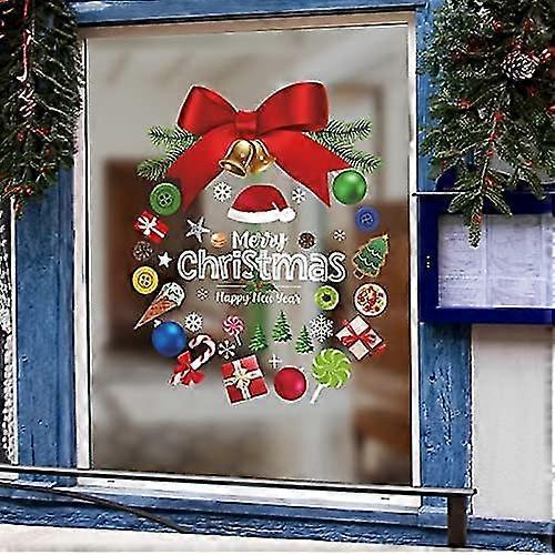 Christmas Wreath Windows Stickers 2pcs Merry Christmas Wreath Garland ...