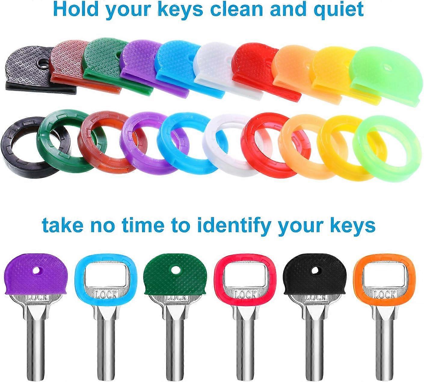 64 Pcs Key Color Caps Covers Tags,Plastic Key Identifier Coding Label ...
