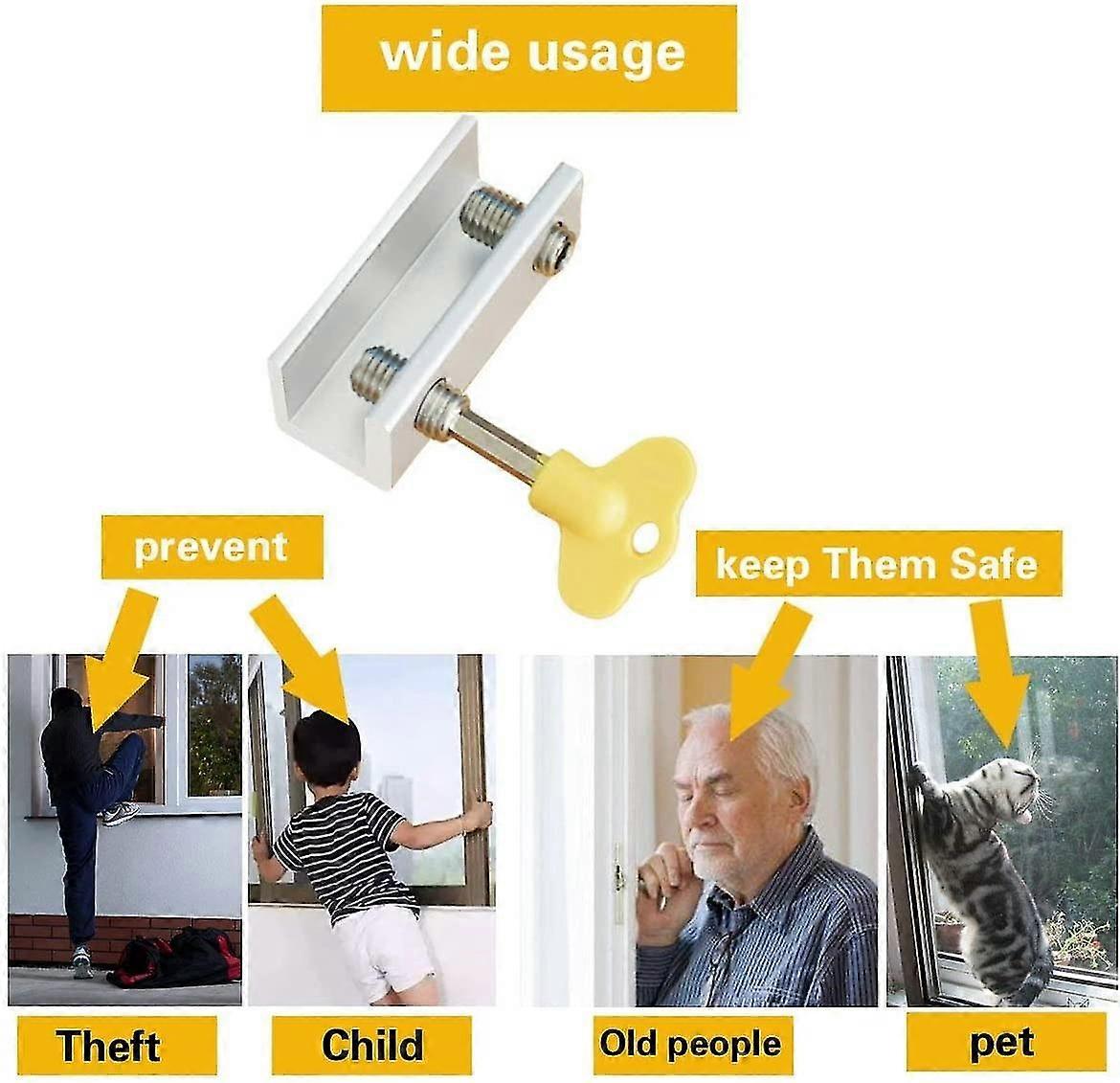 Window Locks, 4 Pack Aluminum Sliding Window Locks, Adjustable Frame ...