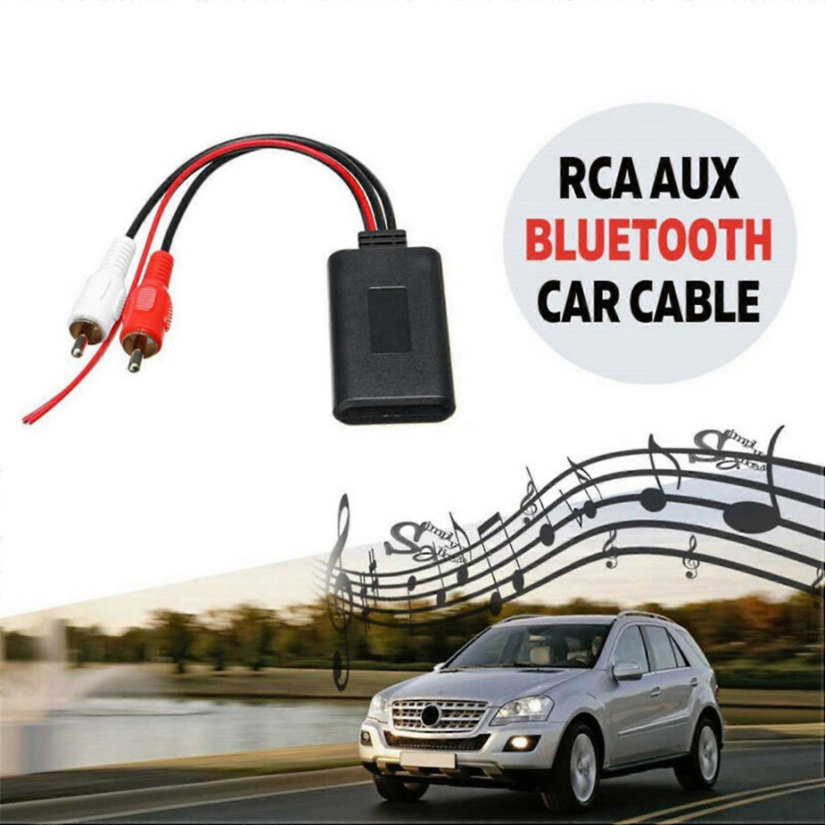 2pcs Car Wireless Bluetooth Module Music Adapter RCA AUX Audio Cable ...