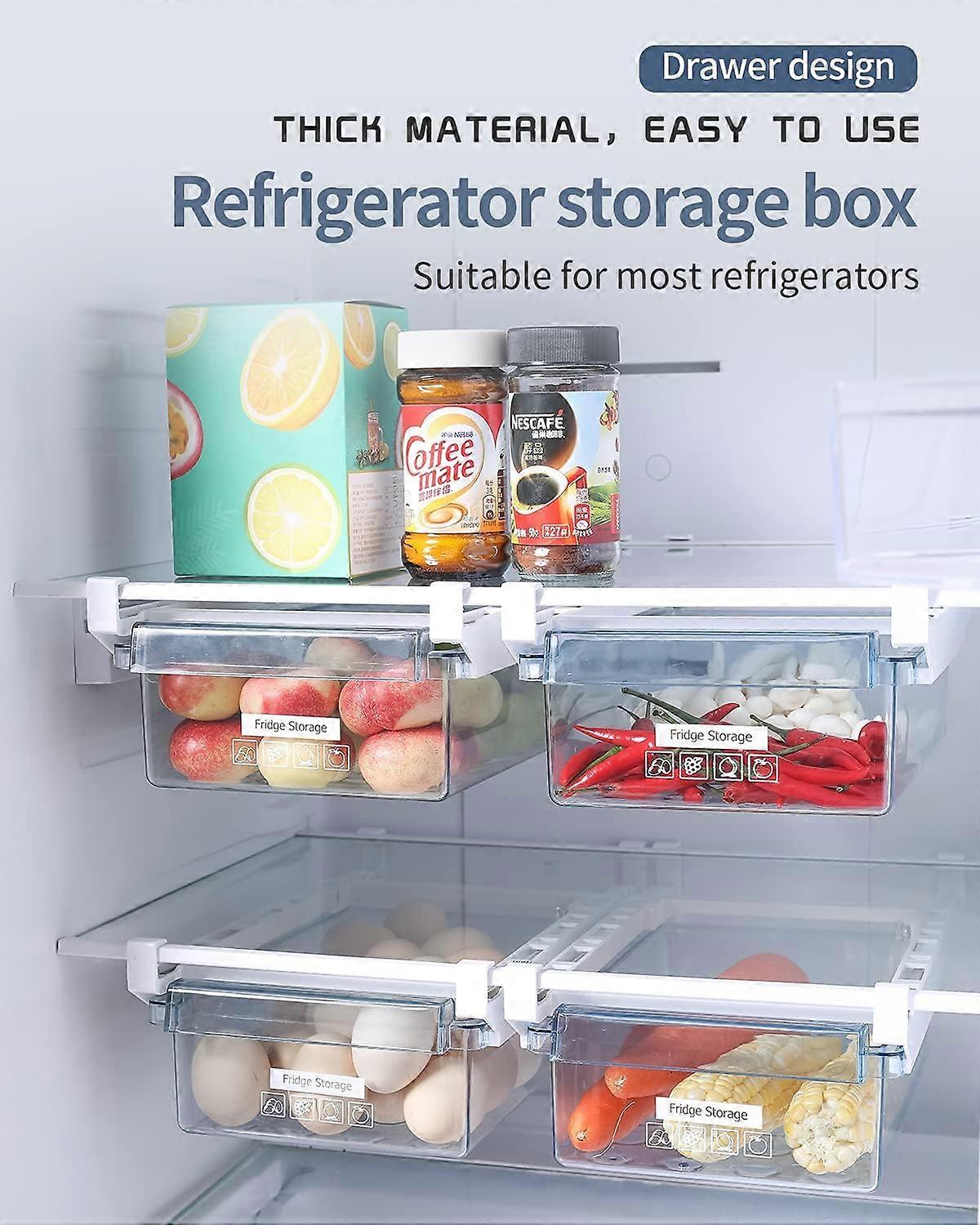 Fridge Organizer Unique Design Pull Out Drawer Bins Fridge Shelf ...