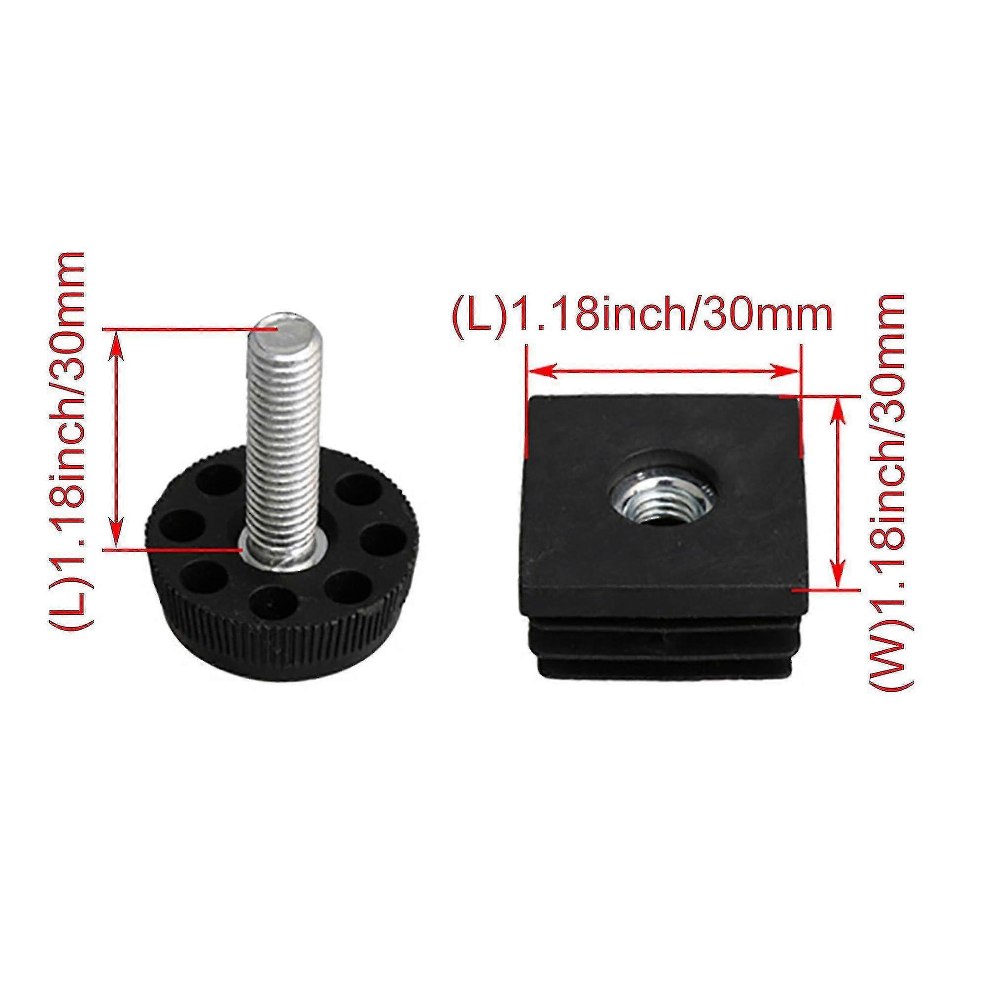 10 Pieces Adjustable M8 Thread Furniture Foot & 3x3cm Square Table Leg ...