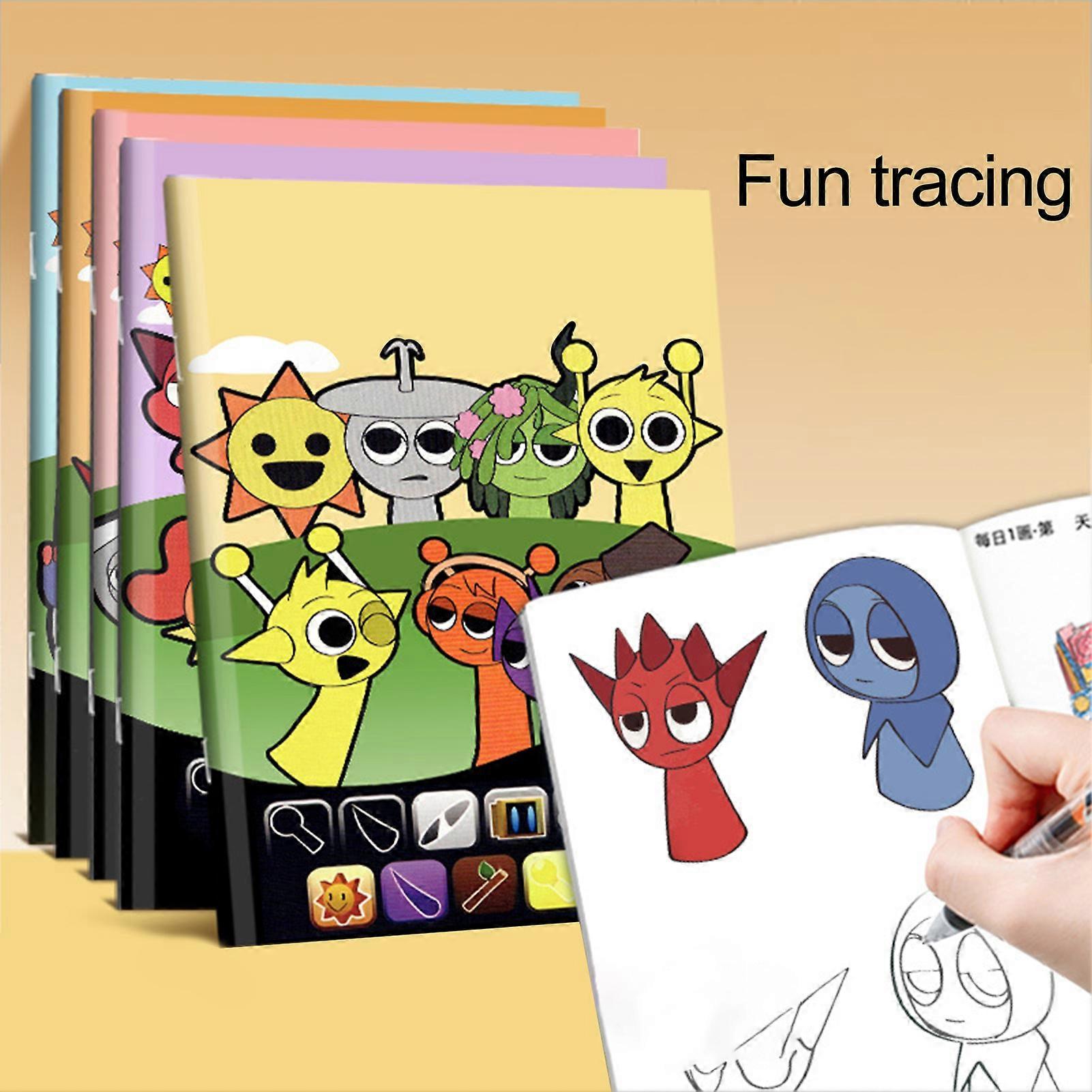 Sprunki Handwriting Book,Children's Coloring Books,Tracing Book, line ...