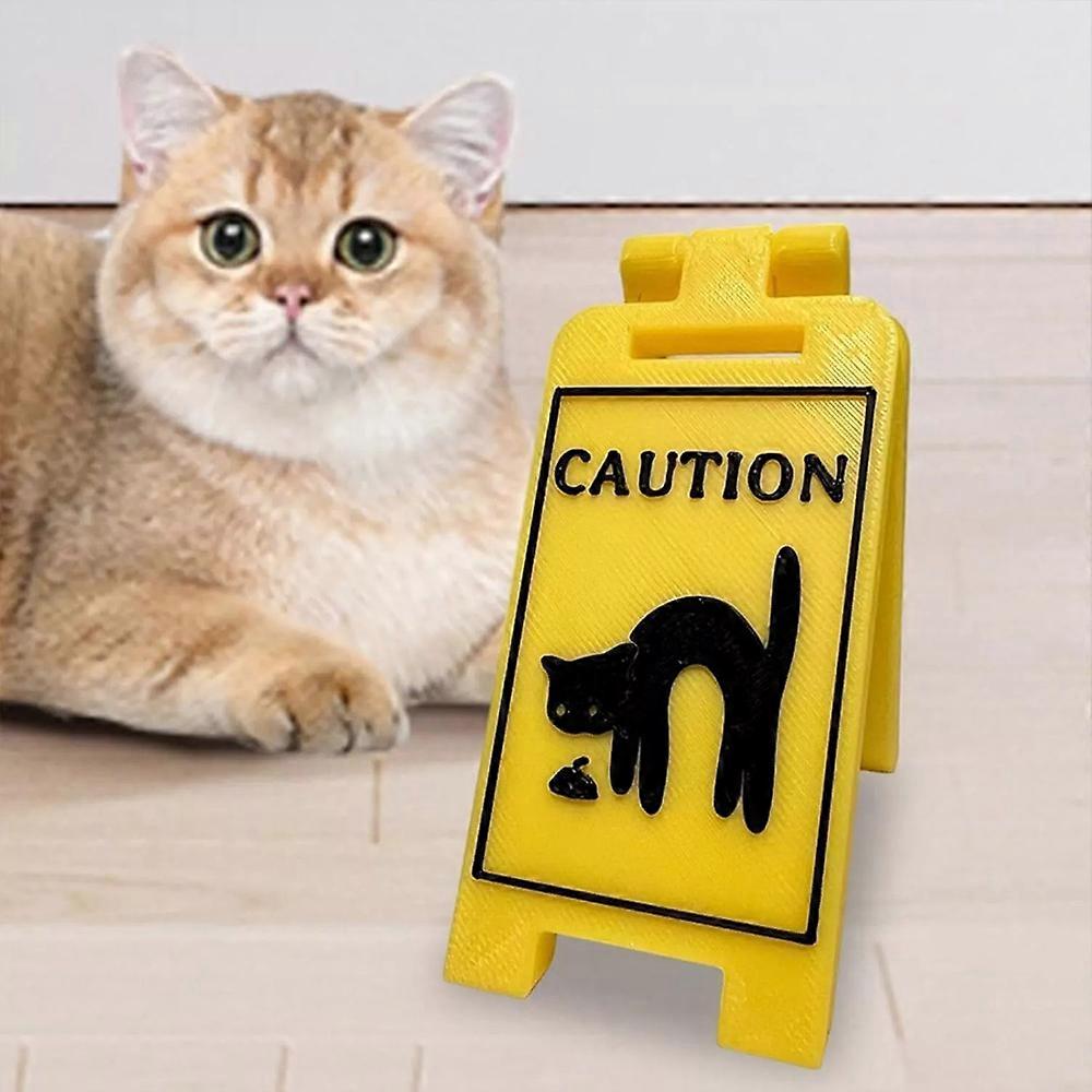 Cat Vomit Caution Sign Funny Gag Gift Yellow 3D Printed Caution Vomit ...