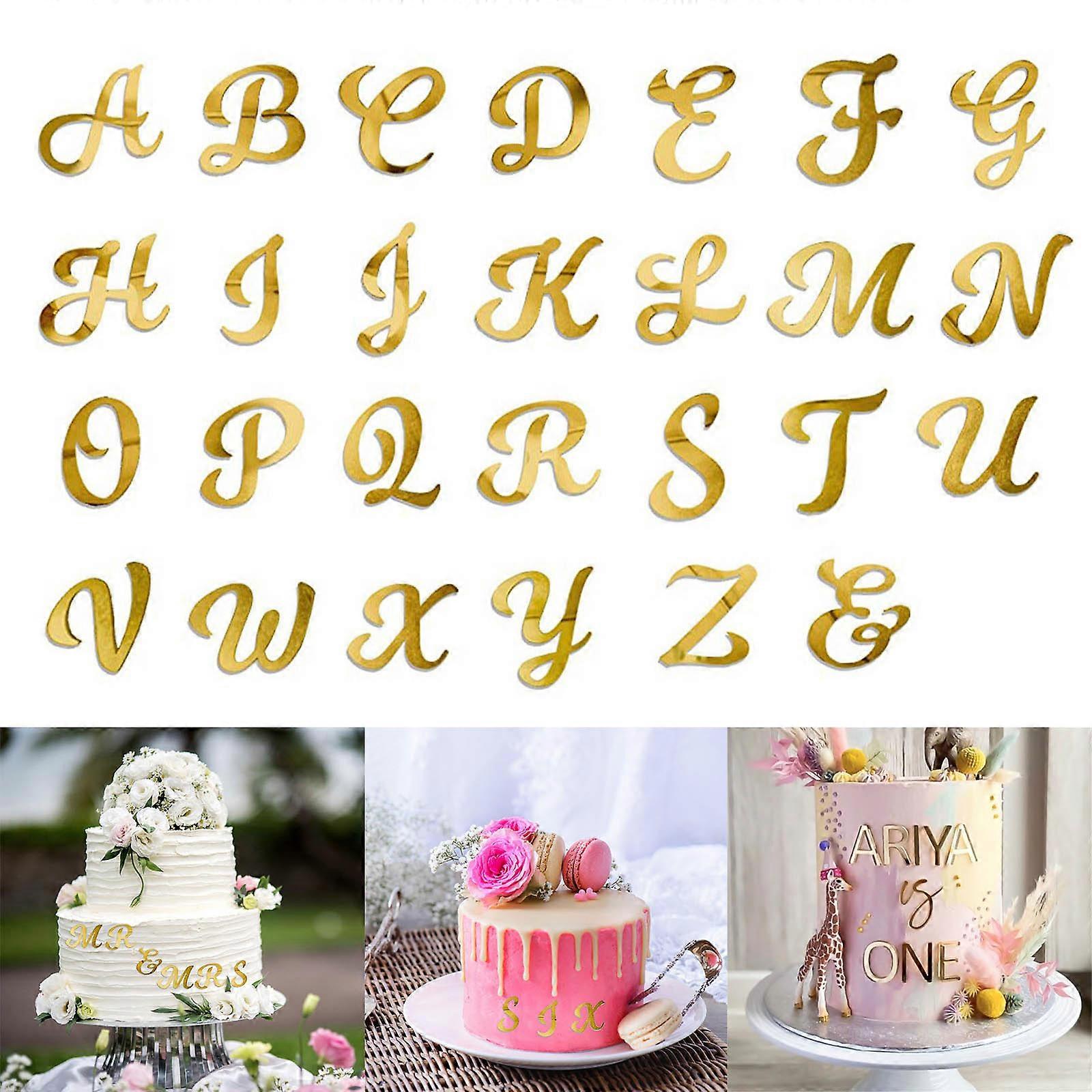 Elegant Gold Acrylic Letter Cake Toppers Set, 26Pieces Alphabets ...