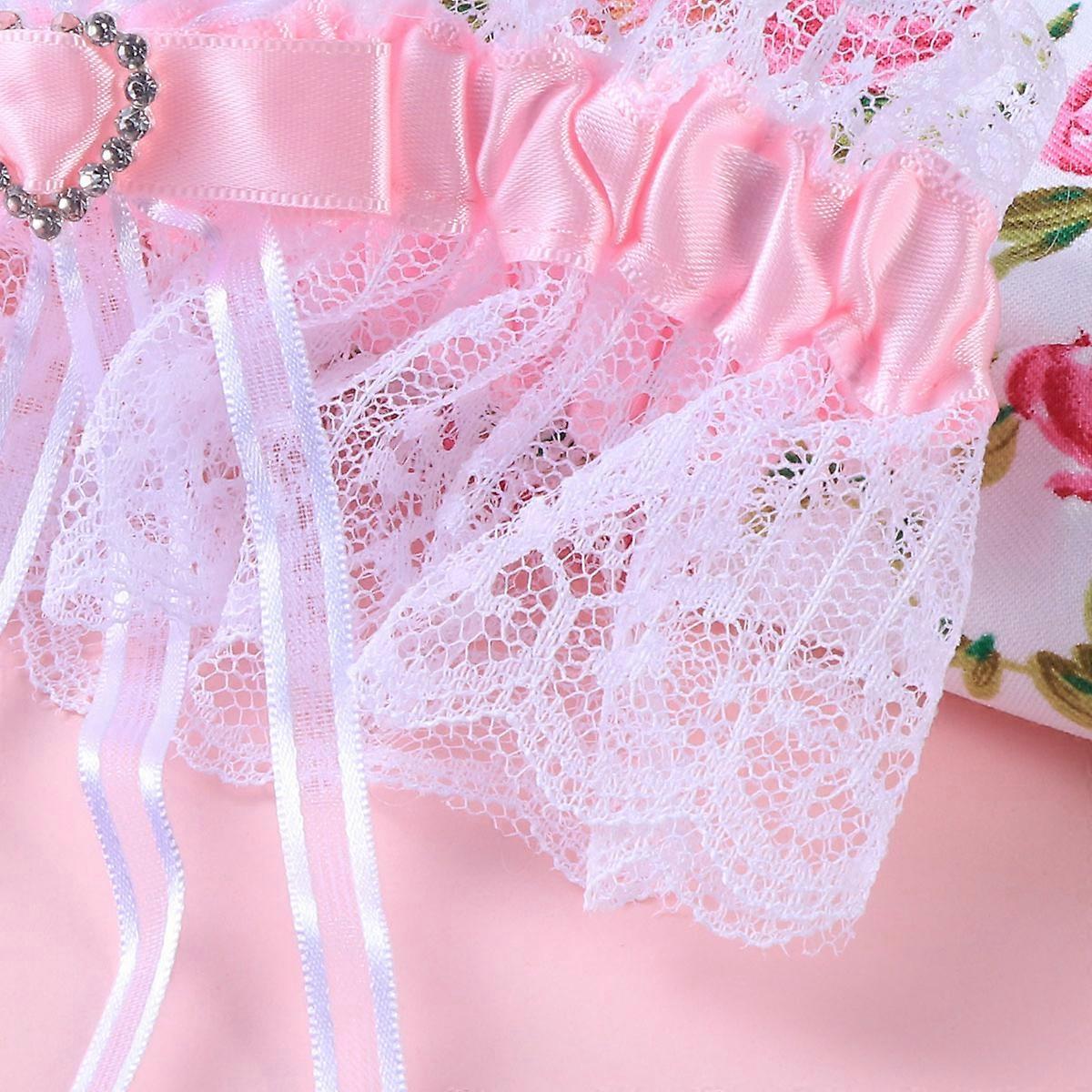 Wedding Lace Garter Pink Bridal Garters for Women Rhinestone Decoration ...