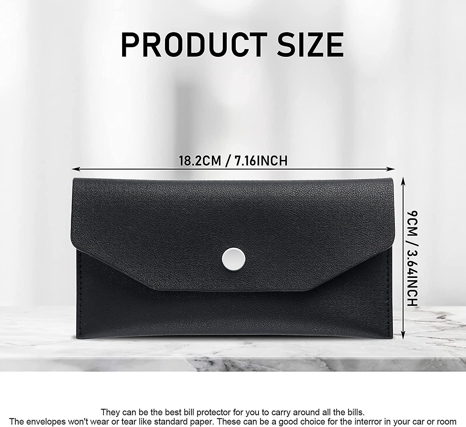 Cash Envelope Wallet, PU Leather Money Pouch Reusable Budget Envelope ...