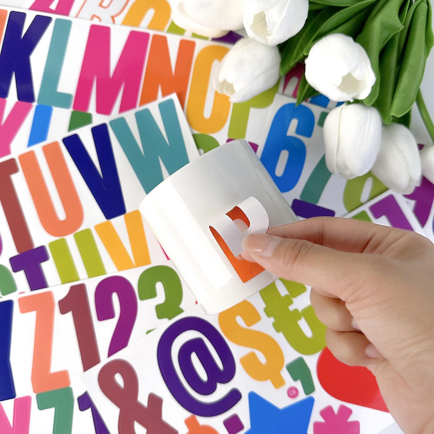 300Pcs 18 Sheets English Letter Sticker Self-adhesive Vinyl Colorful ...
