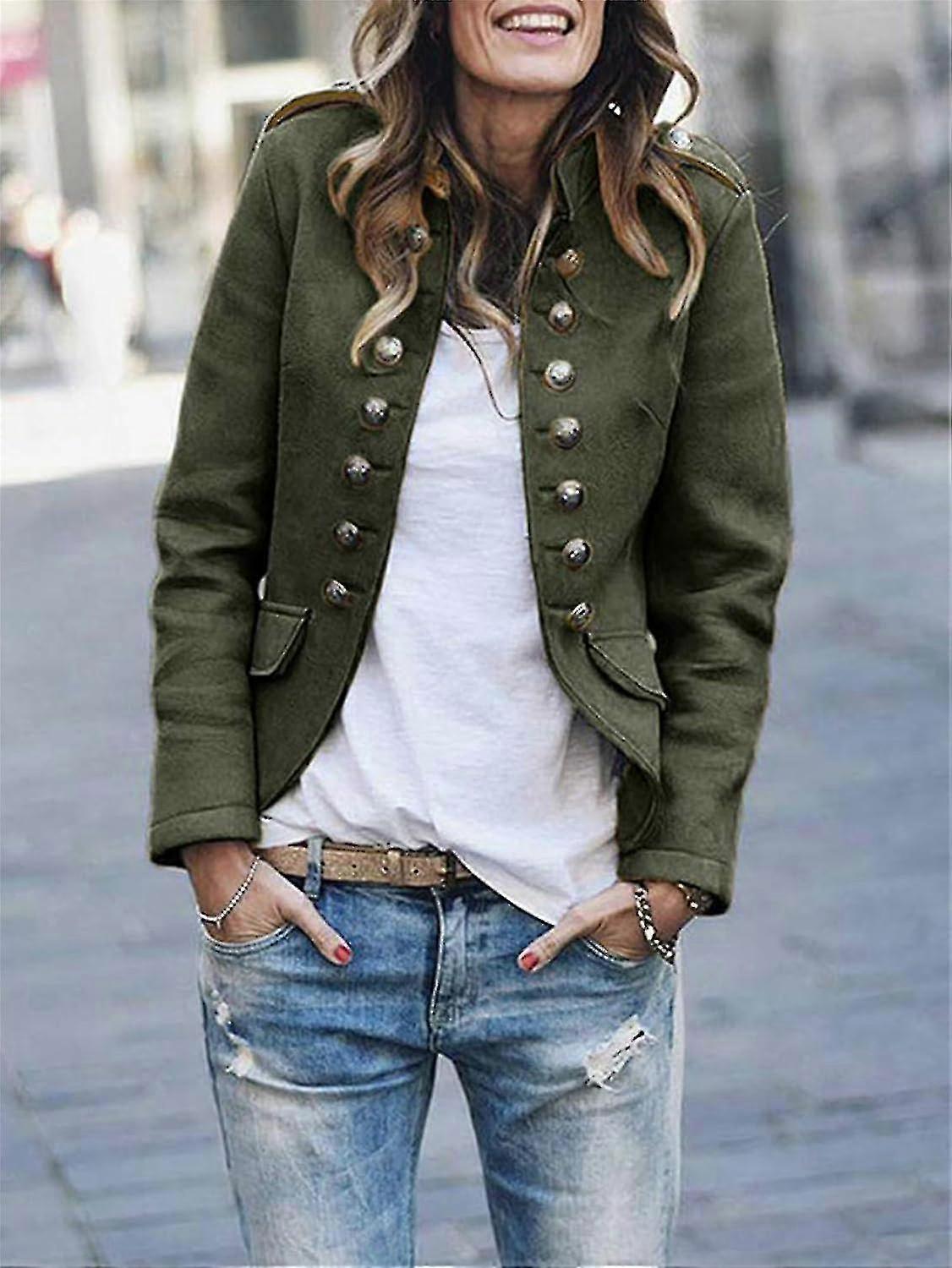 Women's Cardigan Jacket Suit Blended Double Breasted Blazer Short ...