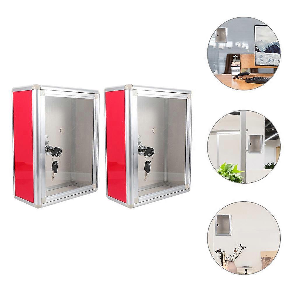 2pcs Wall Mount Postboxes Metal Mail Box Wall Mailbox with Lock Clear ...