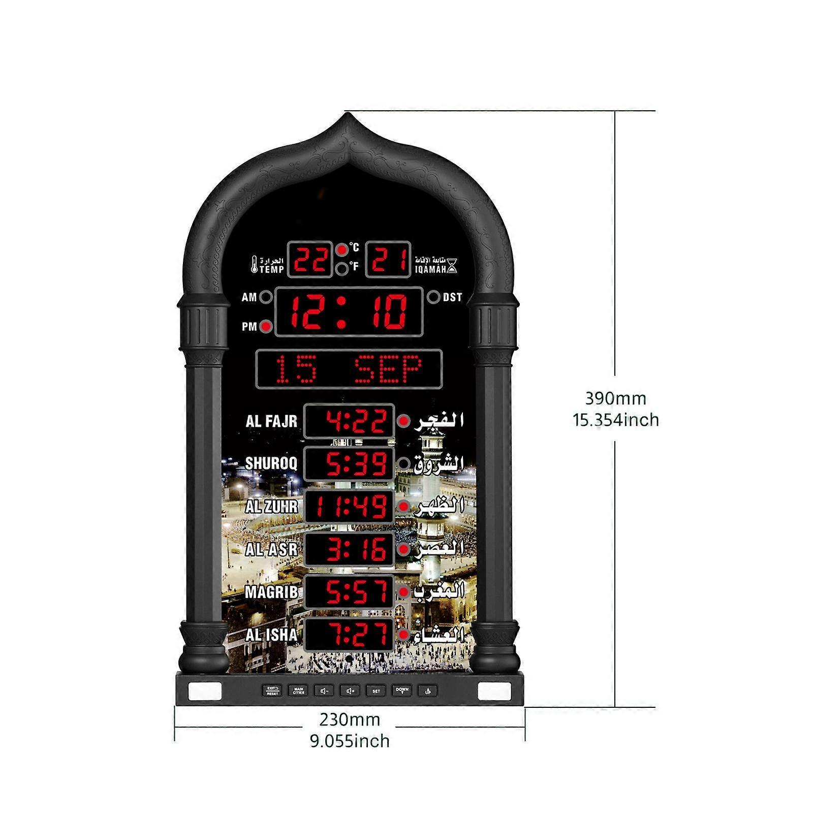 LED Prayer Clock Time Reminding Mosque Prayer Clock Music Playing Azan ...