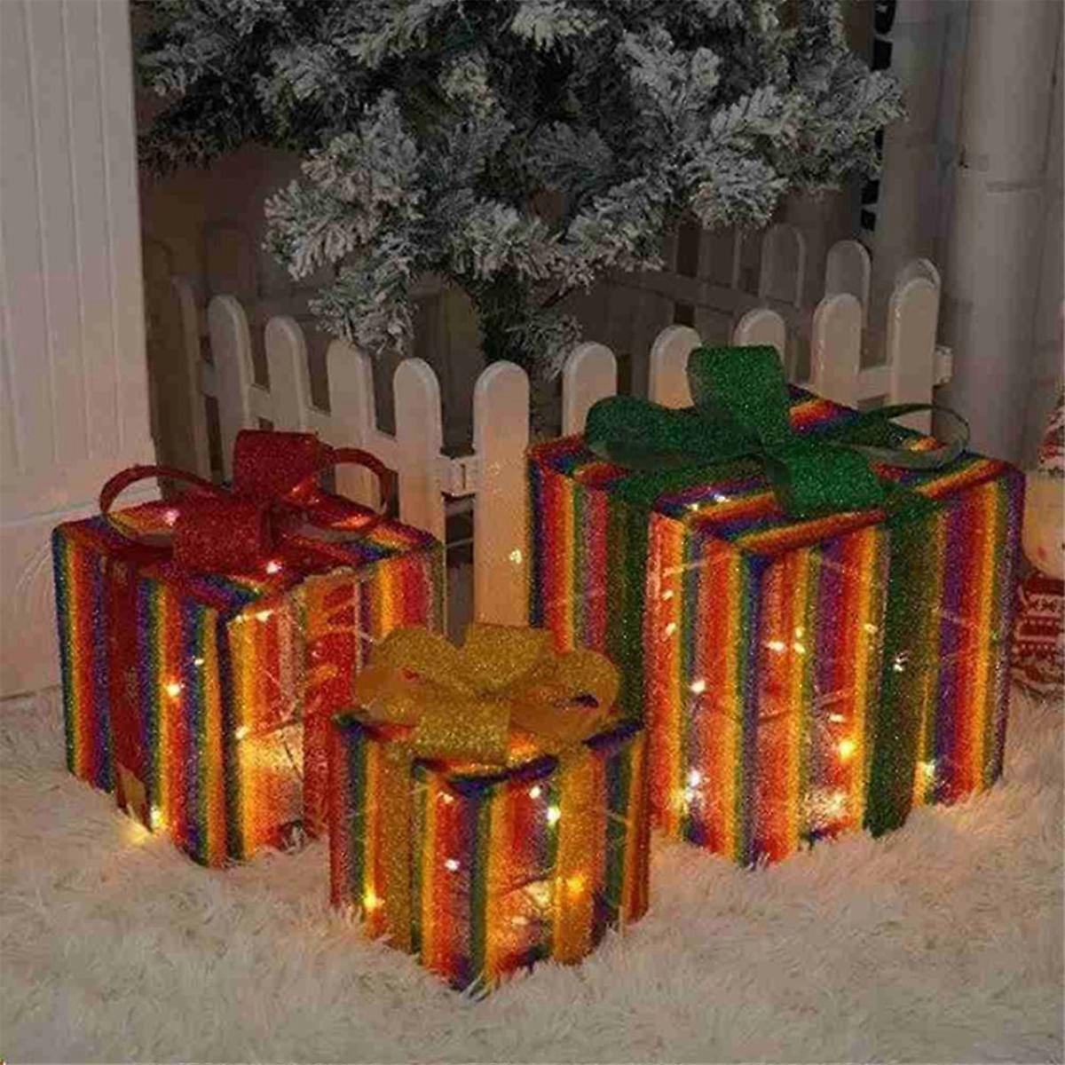 Gift Box Under the Christmas Tree Luminous Decorative Gift Box Rainbow ...