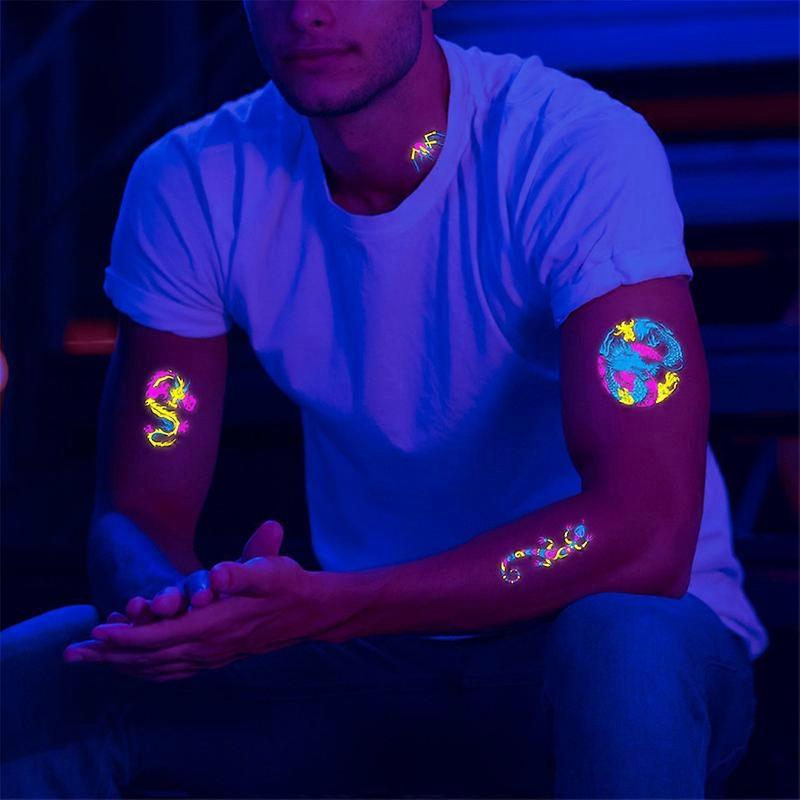 Neon Temporary Tattoos Glow in The Dark UV Neon Tattoos Stickers ...
