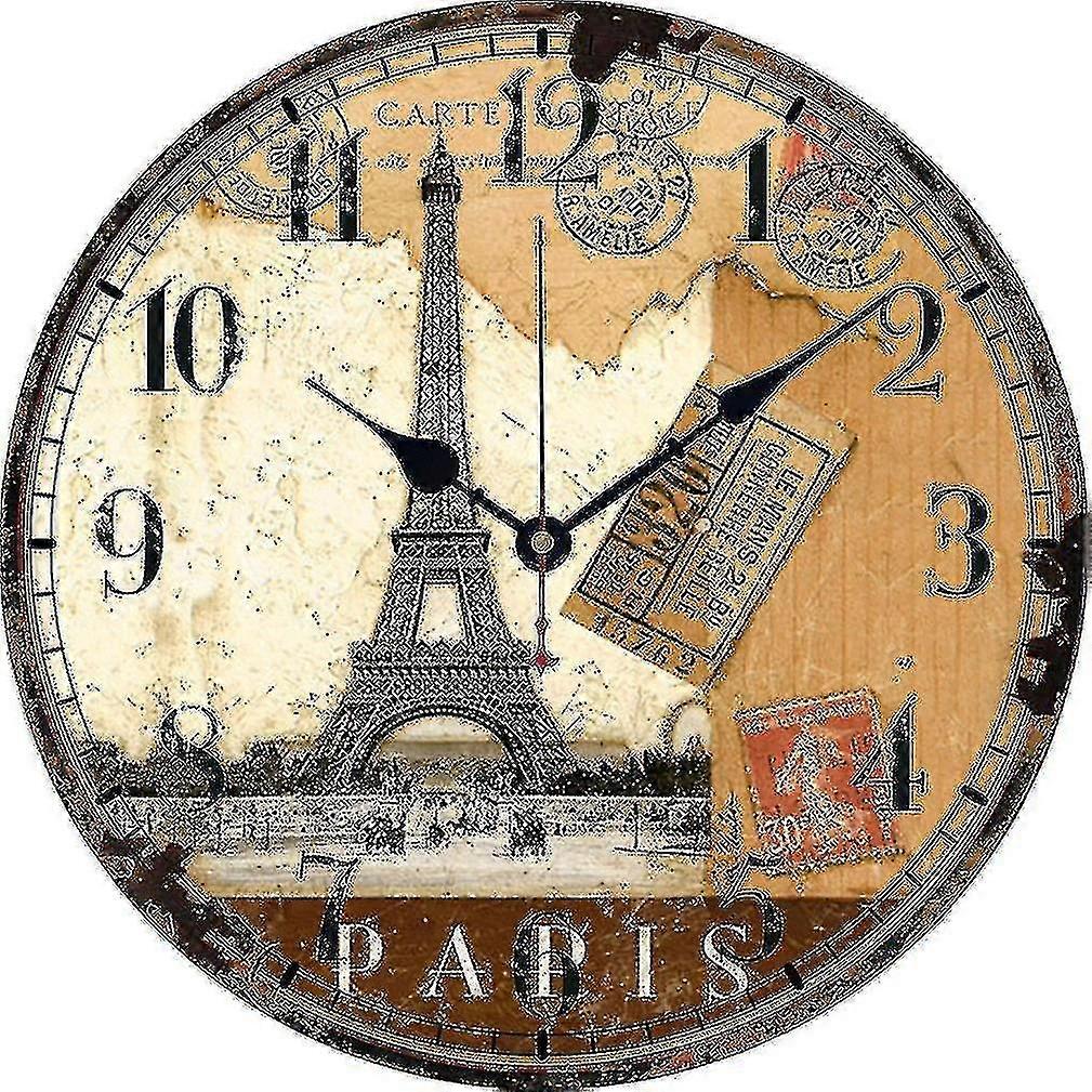 Eiffel Tower Wall Clock Living Room Clock Silent Wooden Clock Home ...