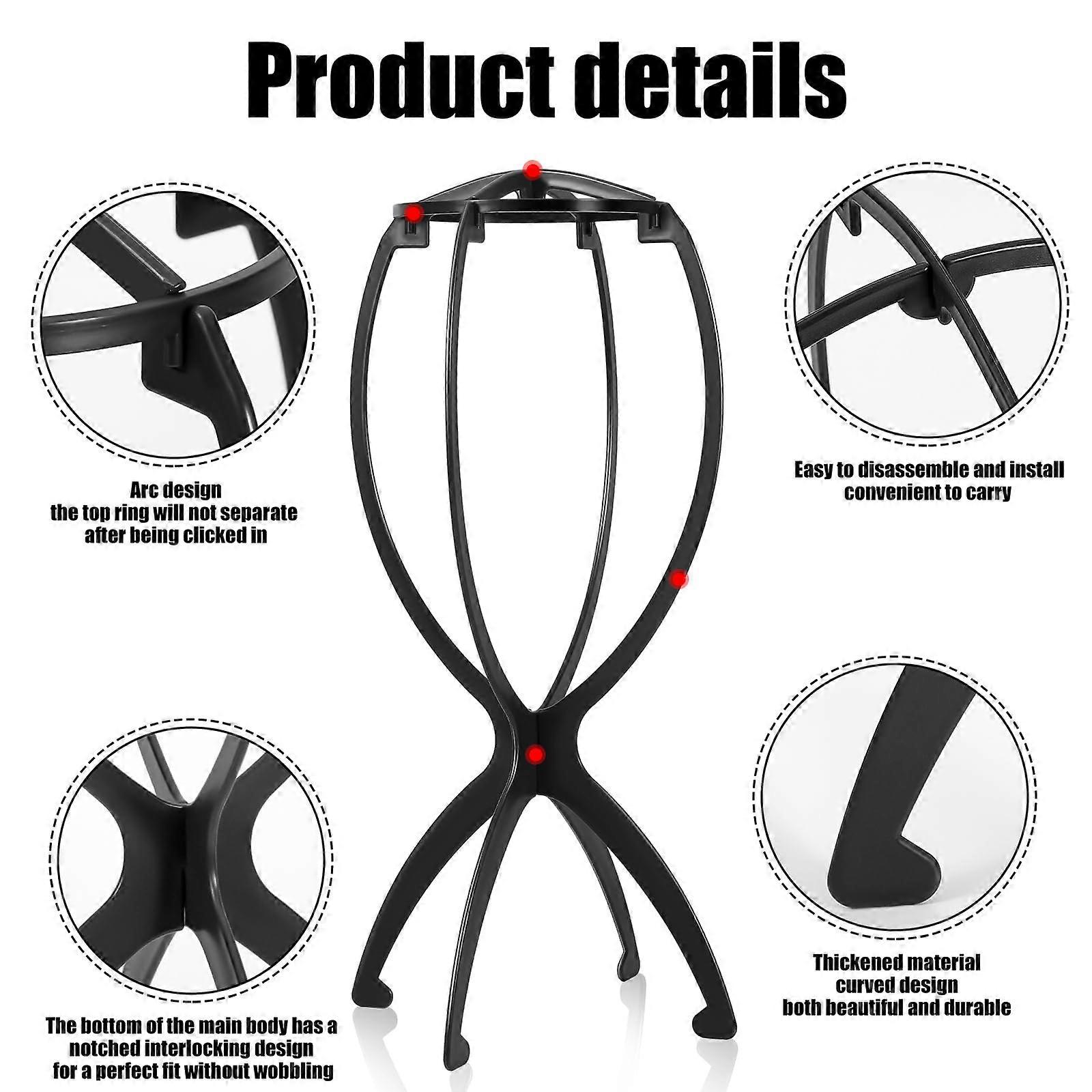 Wig Stand, Portable Wig Holder Wig Head Stand for All Wigs Travel Wig ...