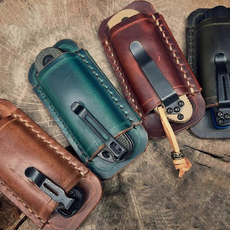 Genuine Leather EDC Pocket Tool Sheath, Horizontal Folding Knife Pouch ...