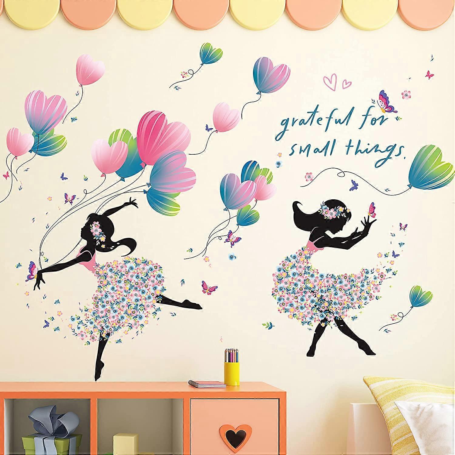 Flower Fairy Wall Sticker Dancing Girls Wall Decals DIY Romovable ...
