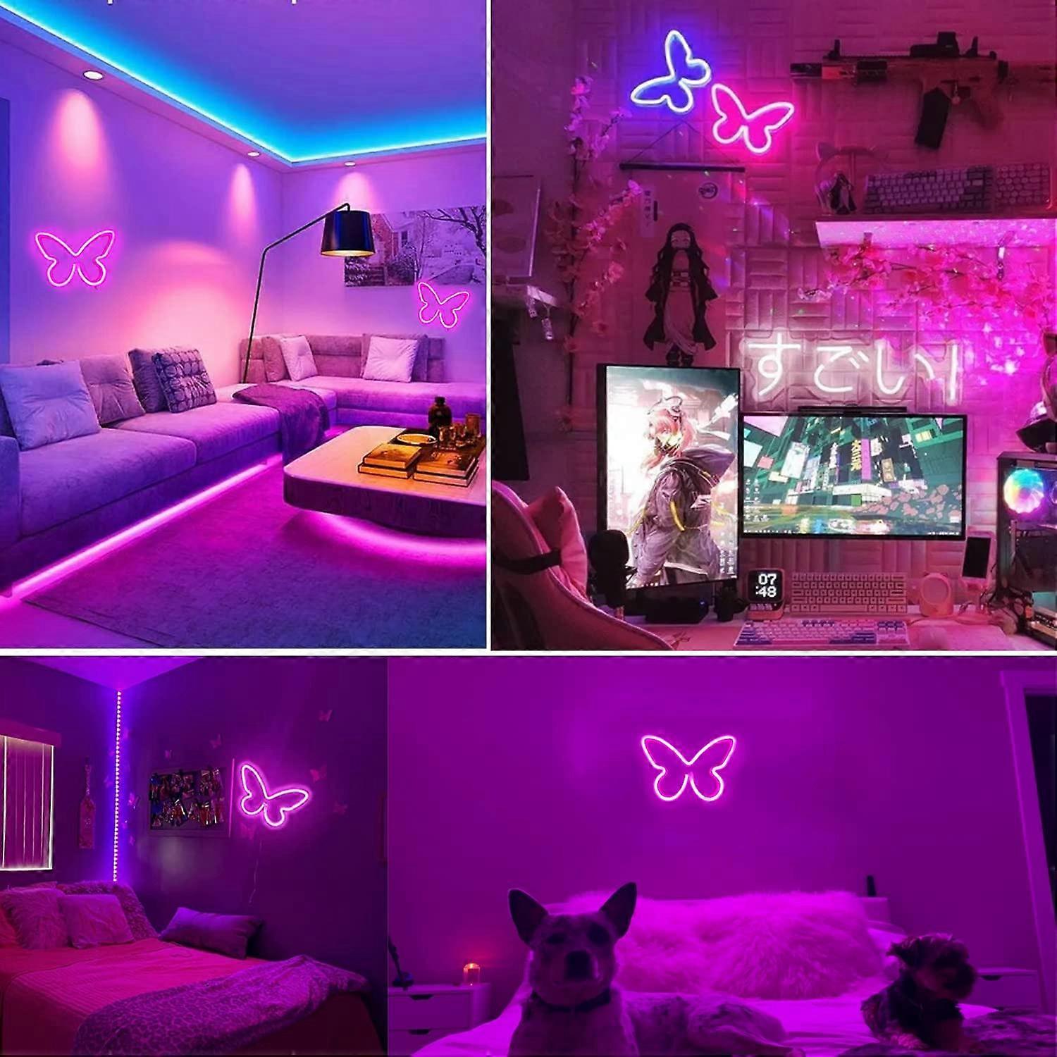 Pink Butterfly Neon Sign, Battery Operated or USB Powered LED Neon ...