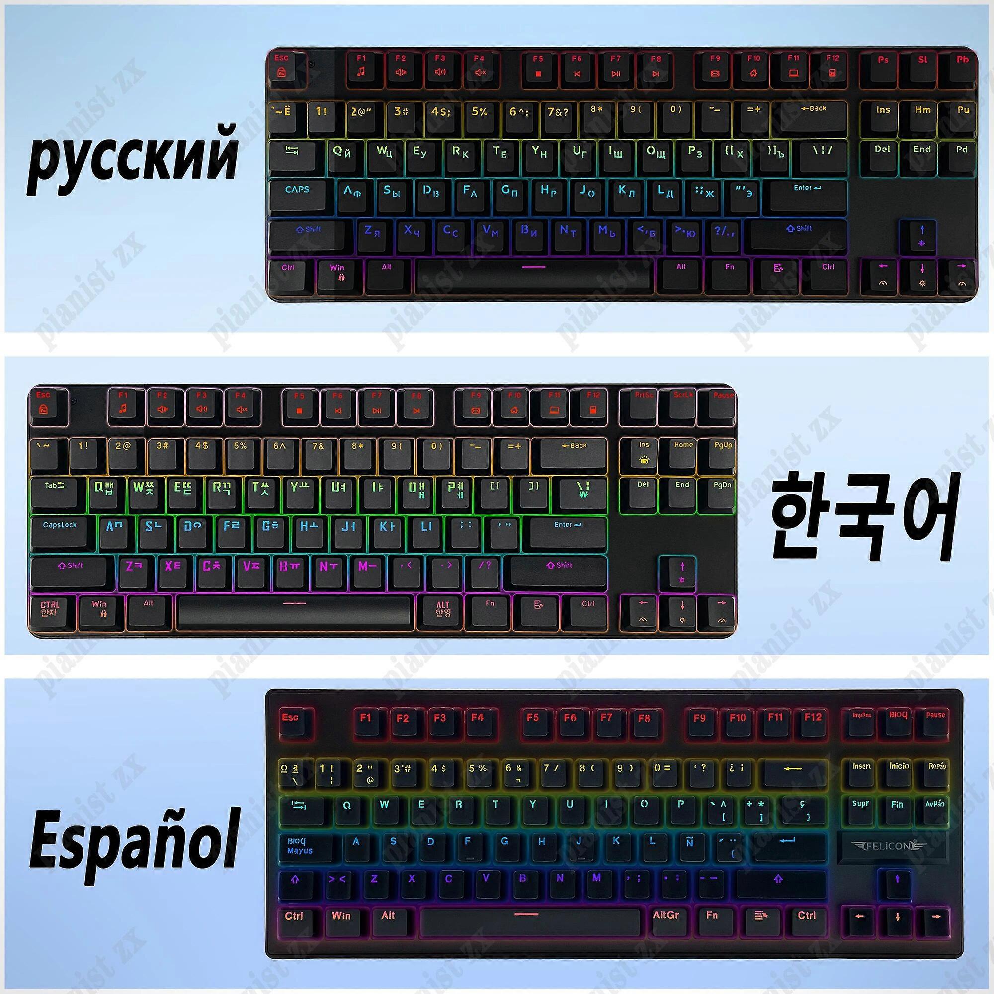 Mechanical Keyboard 87 Key RGB Backlit Blue Red Switch Portable Gaming ...