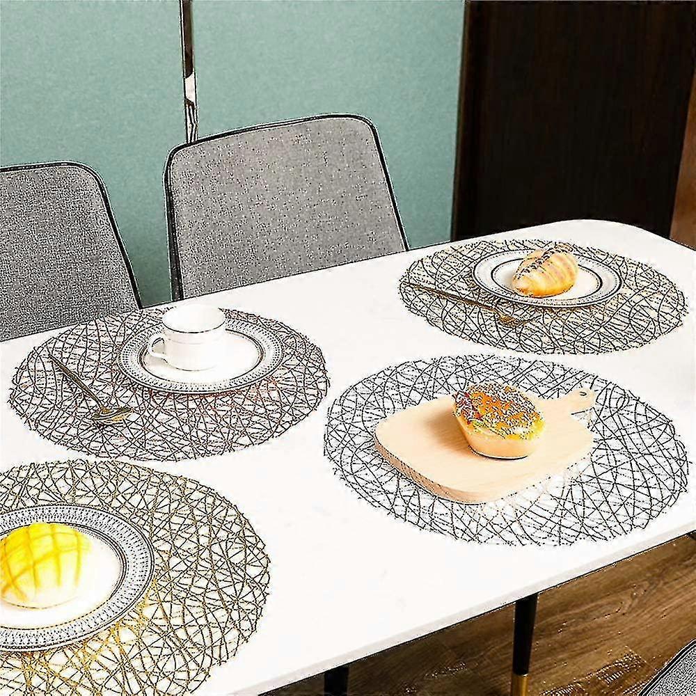 Placemats For Dinner Table Metallic Hollow Out Line Circle Table Mats ...