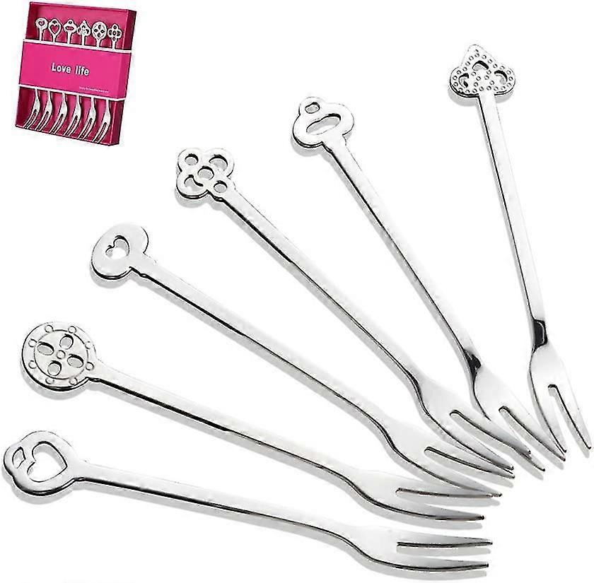 6 Pa 4.84 Inch Stainless Steel Fruit Forks Small Size Pile Forks Cotail ...