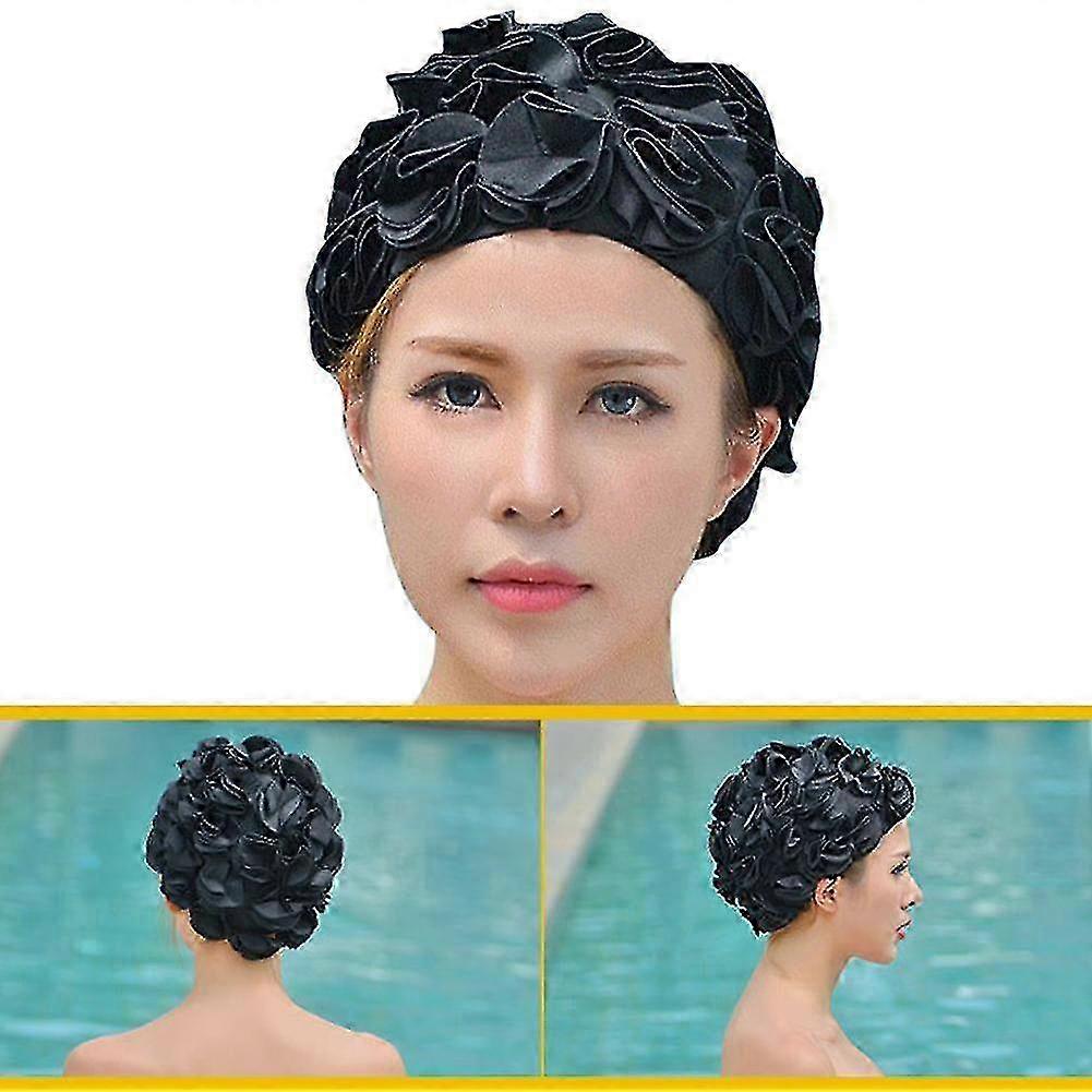 Elastic Nylon Swimming Cap for Women - Protect Ears & Fit Long Hair ...