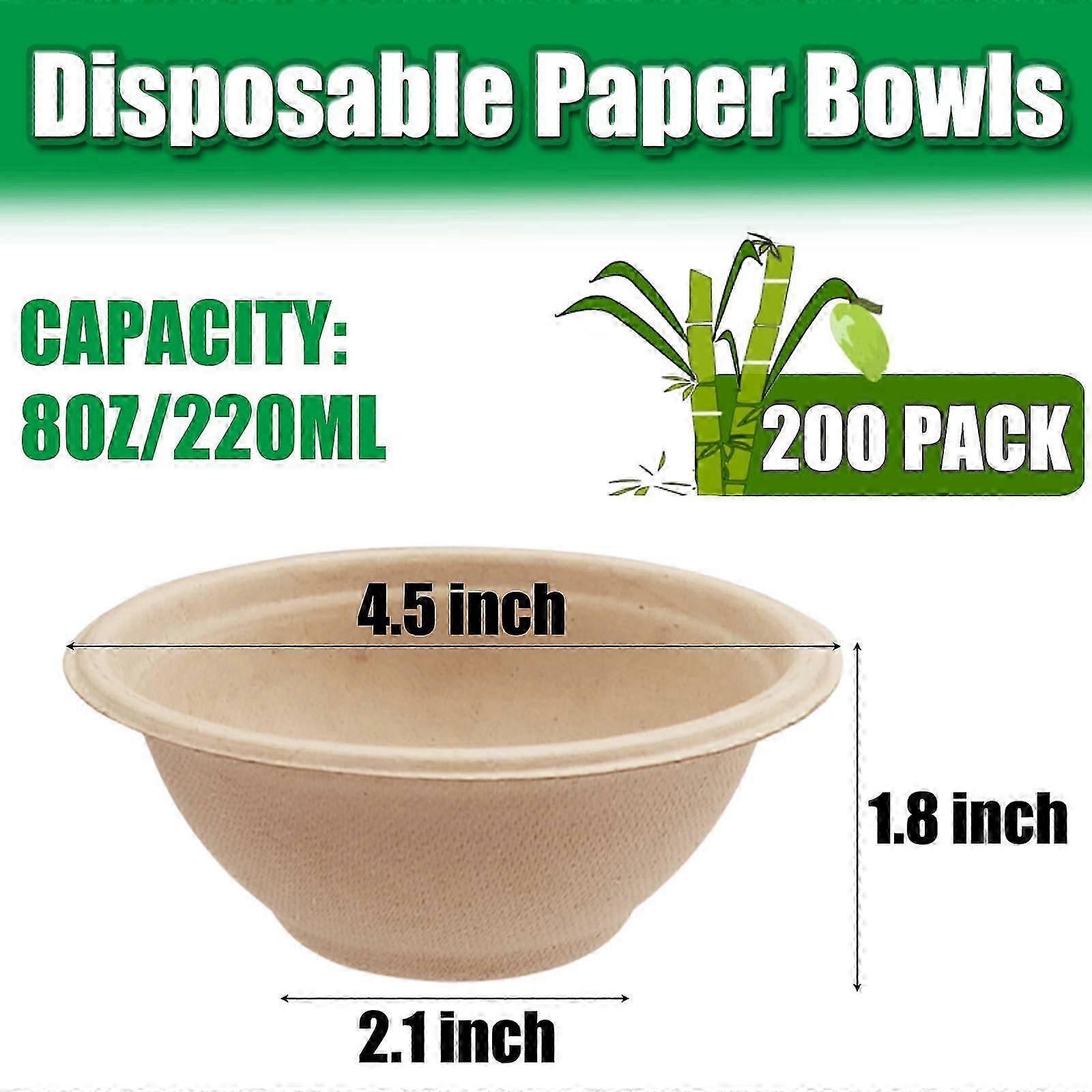 8oz Disposable Paper Bowls,Compostable Bagasse Bowls,Small ...