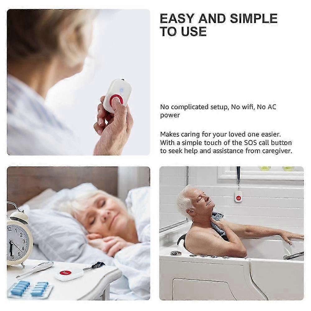 Caregiver Pager Wireless Nurse Call Buttons for Elderly Monitoring SOS ...
