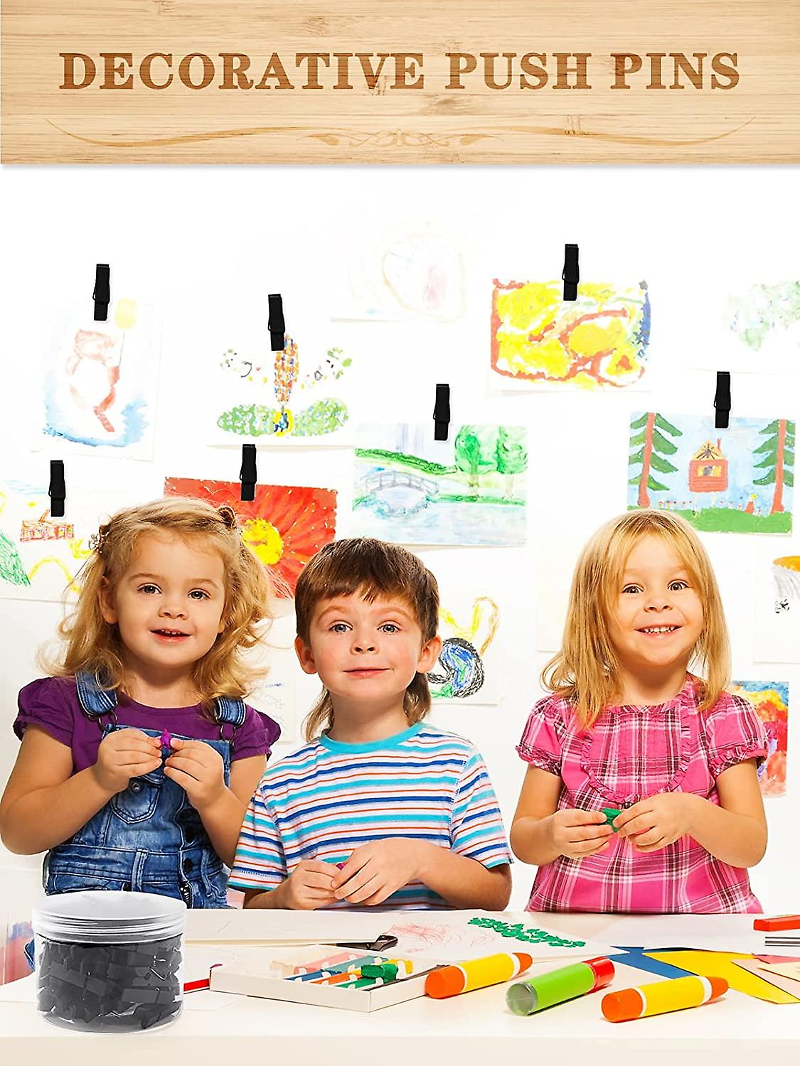 50 Black Wooden Push Pin Holders For Bulletin Boards, Artwork Annotated ...