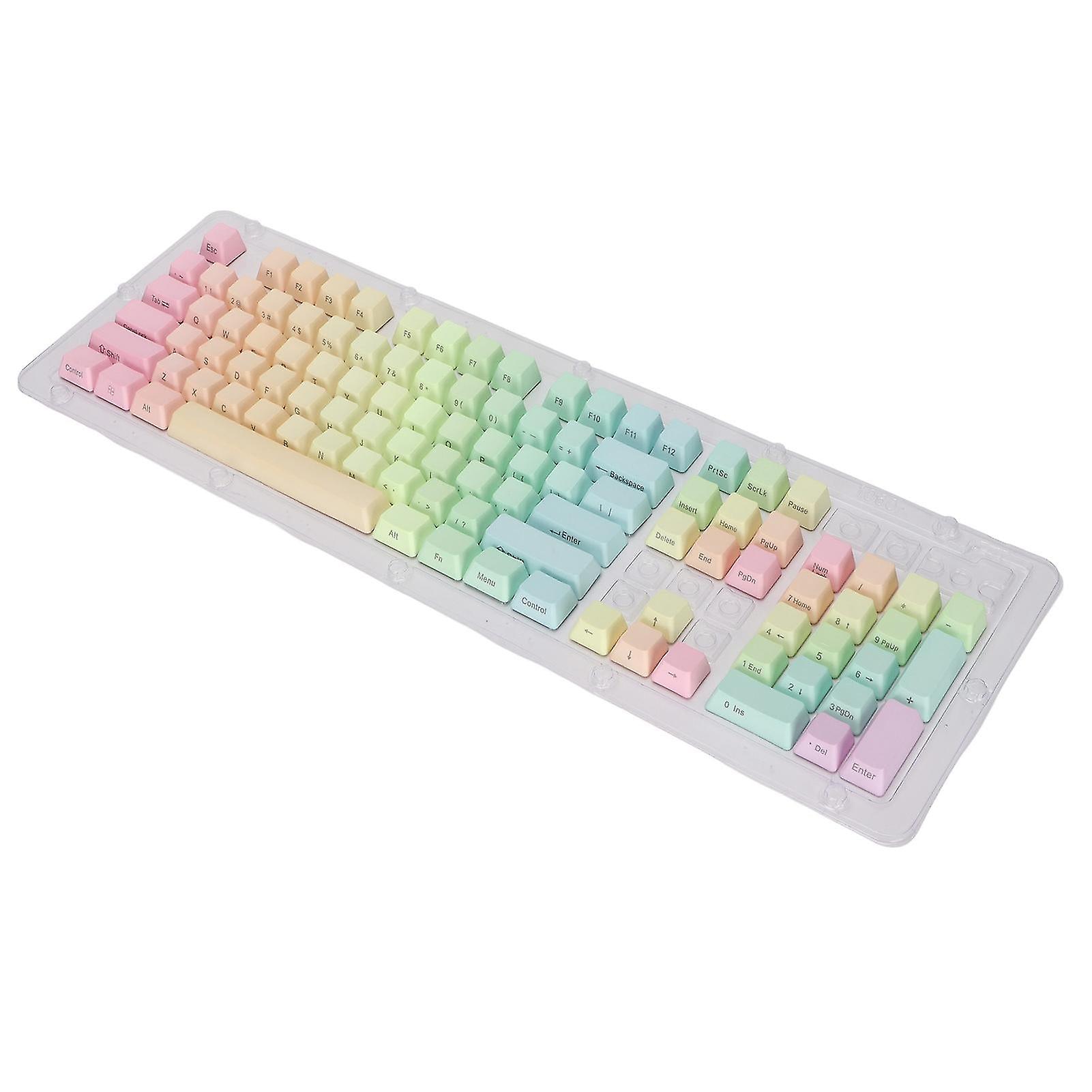 104Pcs Pbt Rainbow Keycaps Ergonomic Matte Appearance Opaque Side ...