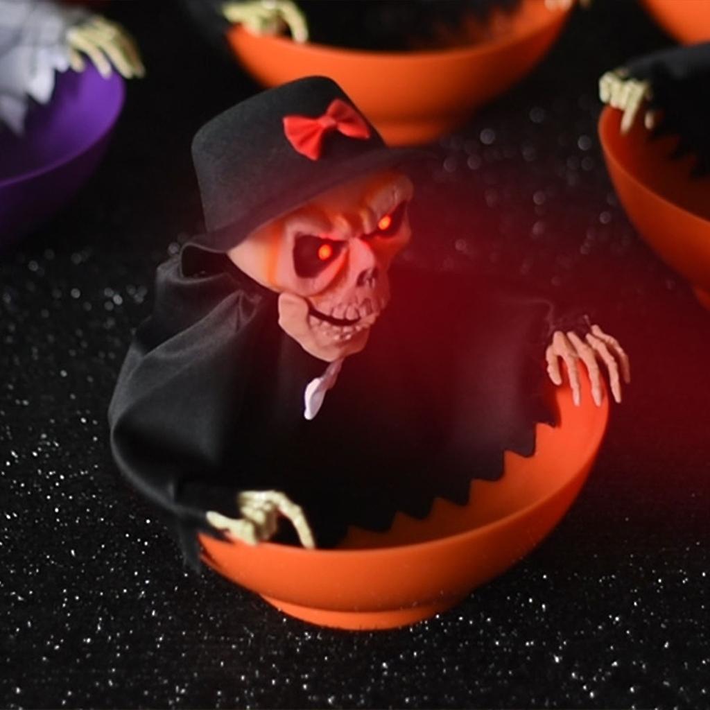Spooky Skeleton Candy Holder Candy Bowl With Light Up Red Eyes And ...