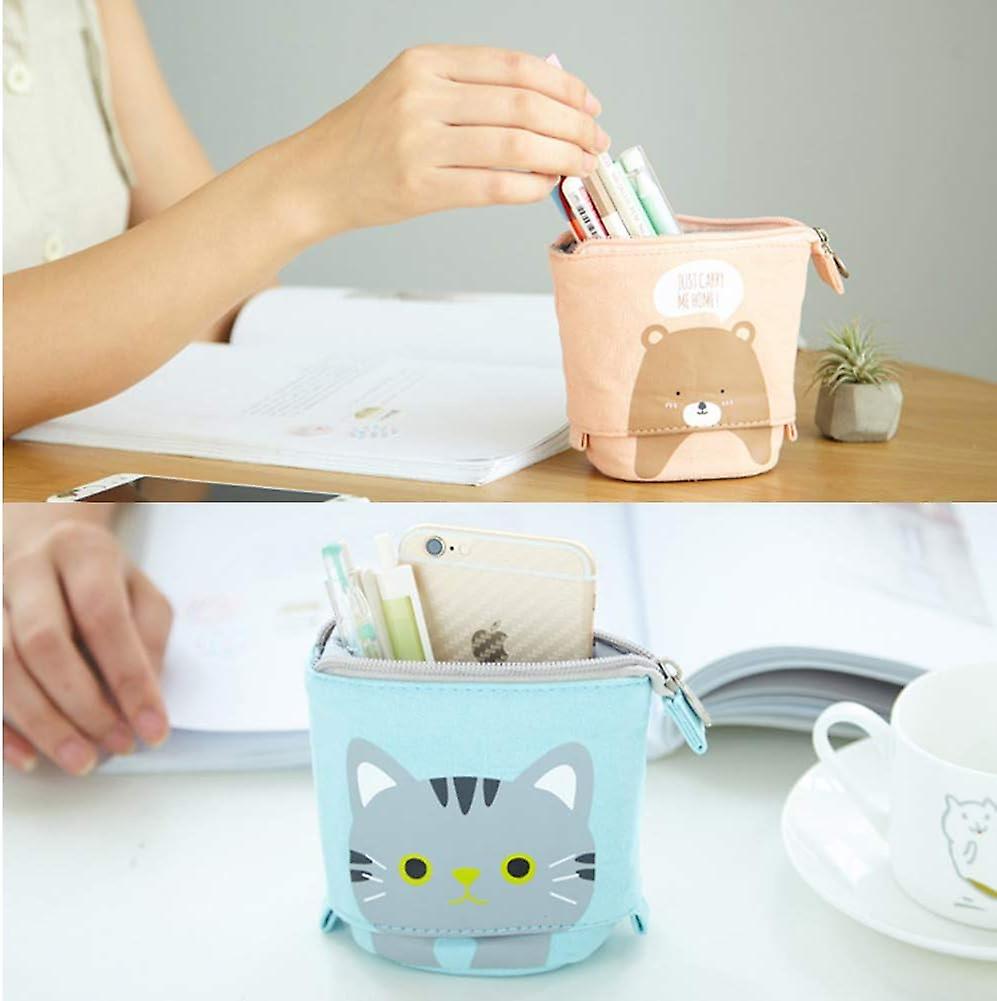 Cute Carton Stand up Pencil Holder,Canvas Pen Pencil Case Organizer ...