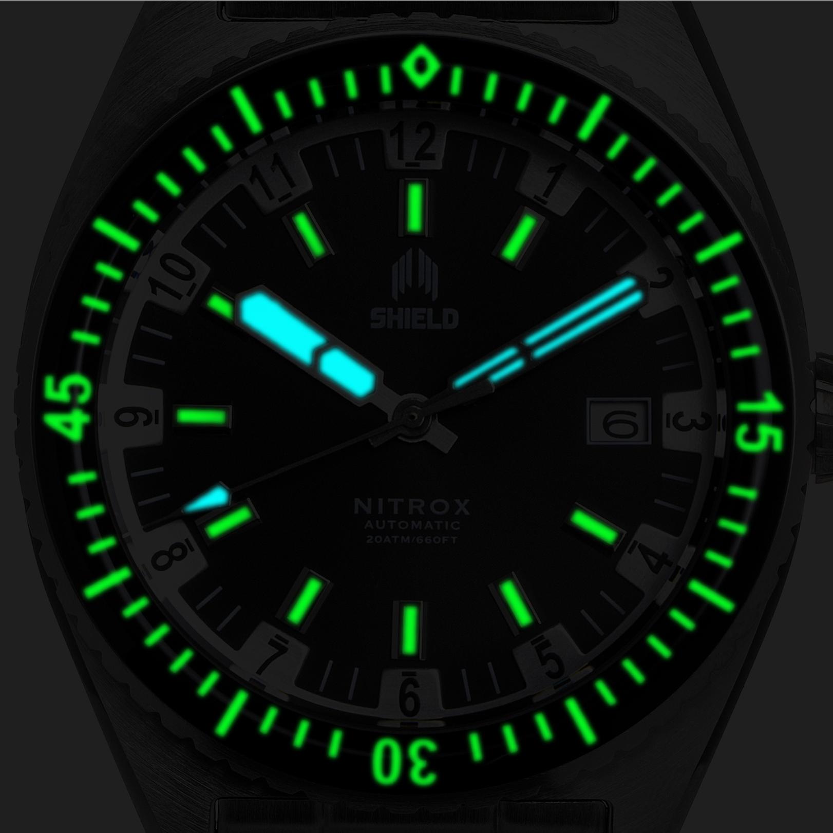 Shield Nitrox Automatic Bracelet Watch w/Date - Black | Fruugo UK