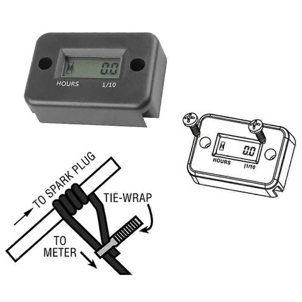 Waterproof Digital Hour Meter LCD Display Portable Engine Gauge Hour ...