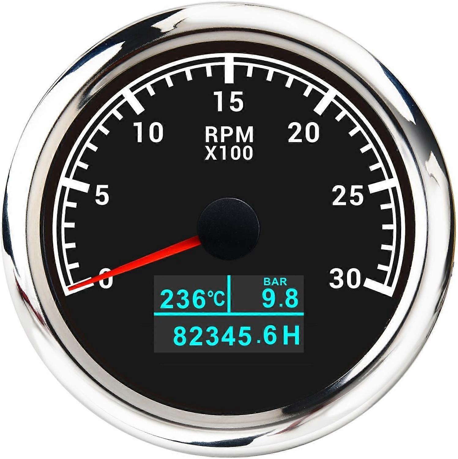 85MM RPM Tachometer Gauge 3 In 1 Multifunction Tacho Meter with Water ...
