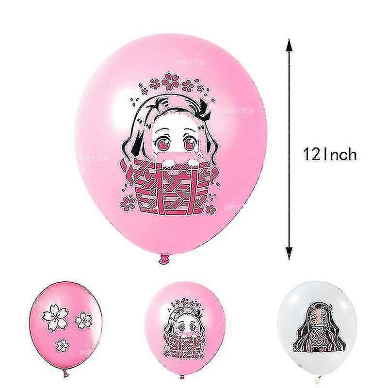 Anime Demon Slayer Balloon Banner Cake Toppers Set Kids Birthday Party ...