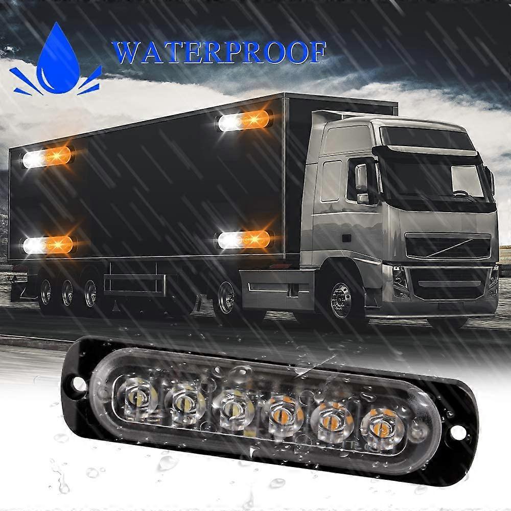 4 Pack 12-24V Emergency Strobe Warning Light Bars - 6 LED Flash Warning ...