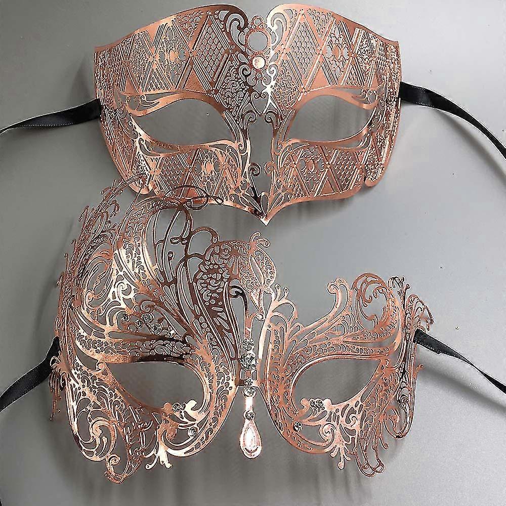 Black Silver Gold Metal Filigree Laser Cut Couple Venetian Party Mask ...