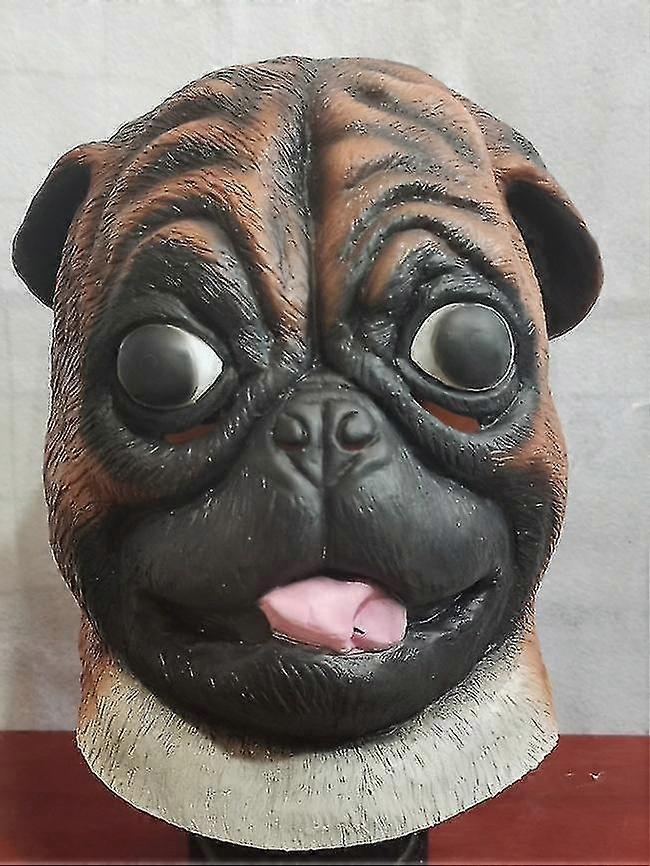 Pug Dog Rex Halloween Deluxe Mask Head Mask Latex Animal Mask Novelty ...