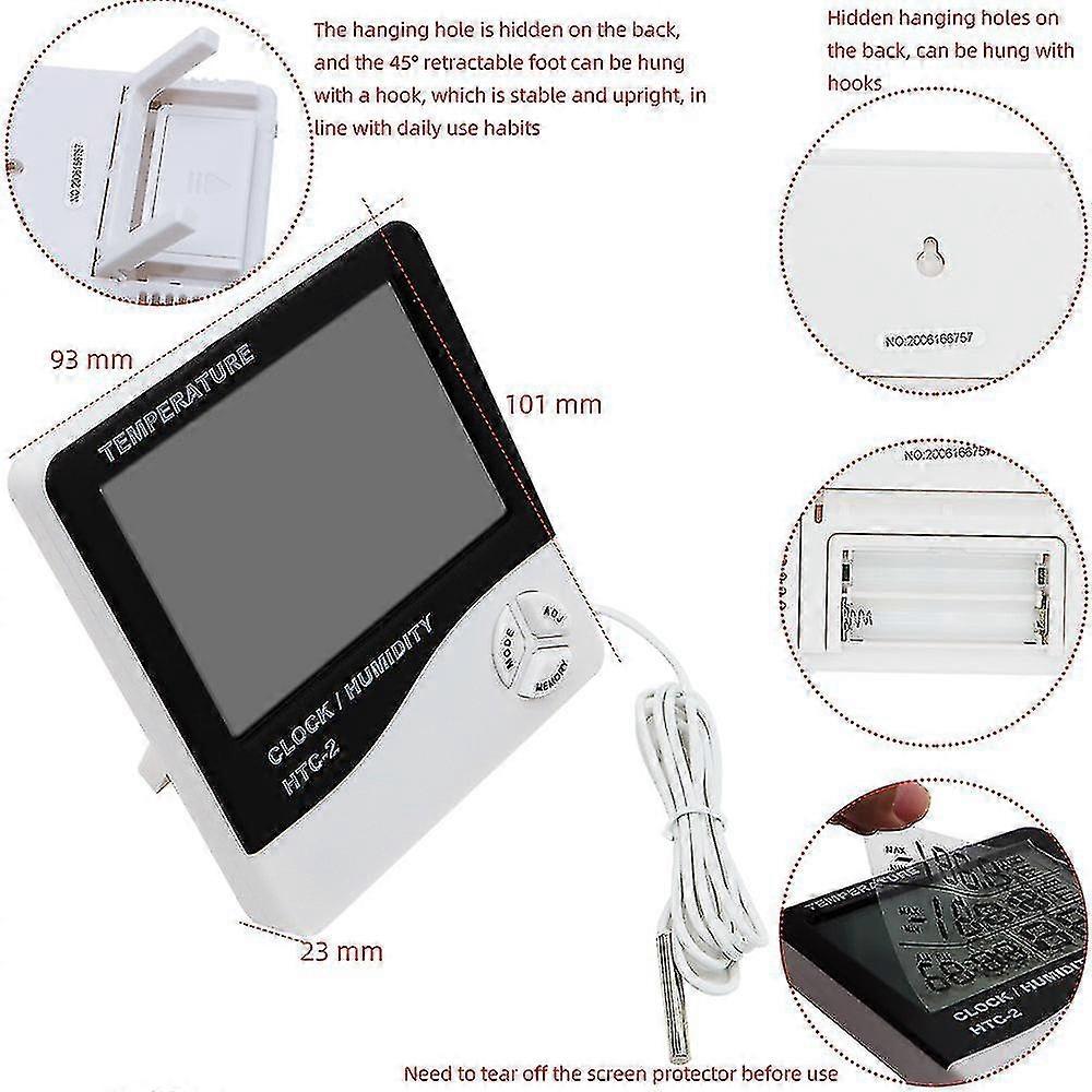 Htc-2 Indoor Outdoor Hygrometer Digital Temperature Humidity Meter ...